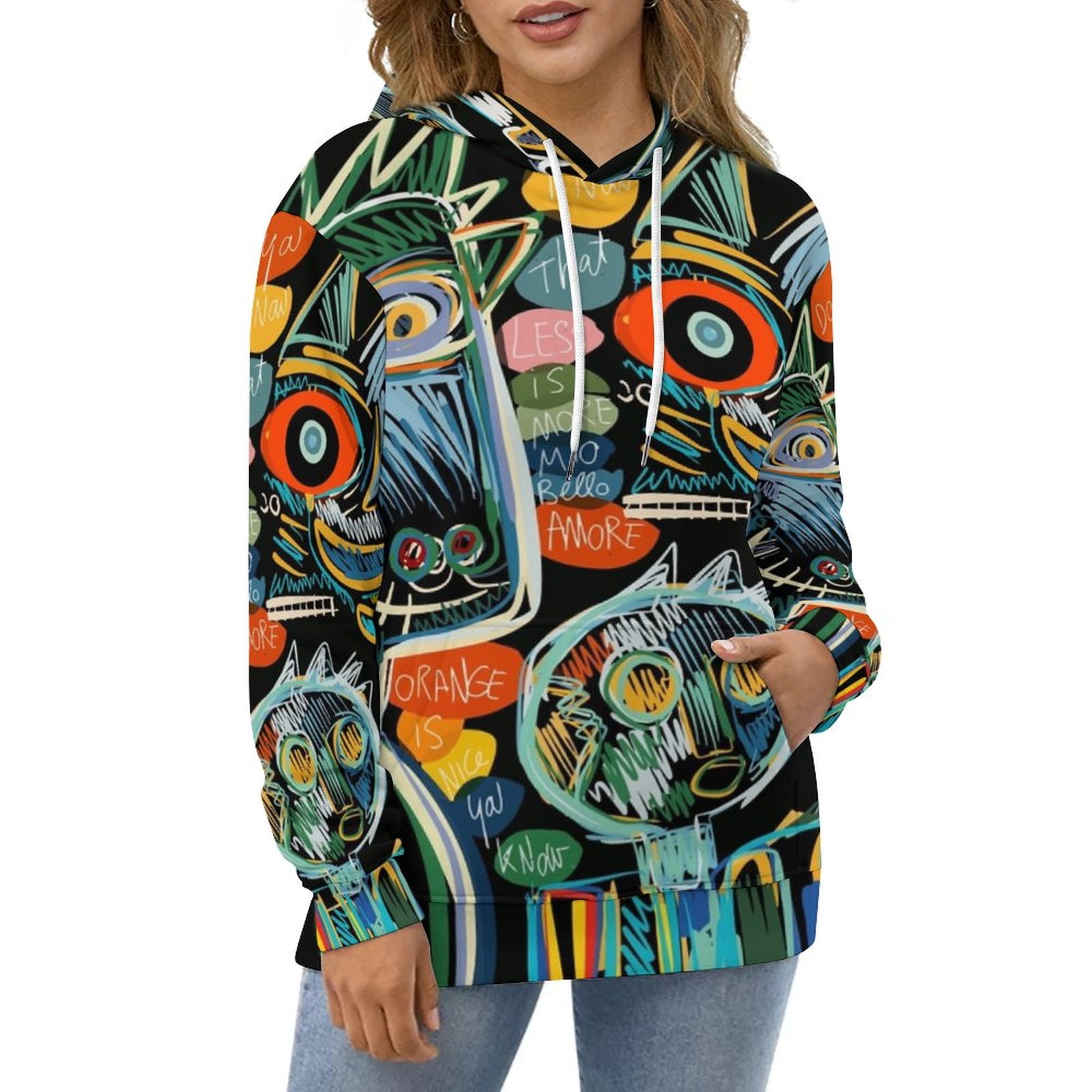 Graffiti Street Tribal Art Colors With Words Hooded Sweatshirt Men And ...