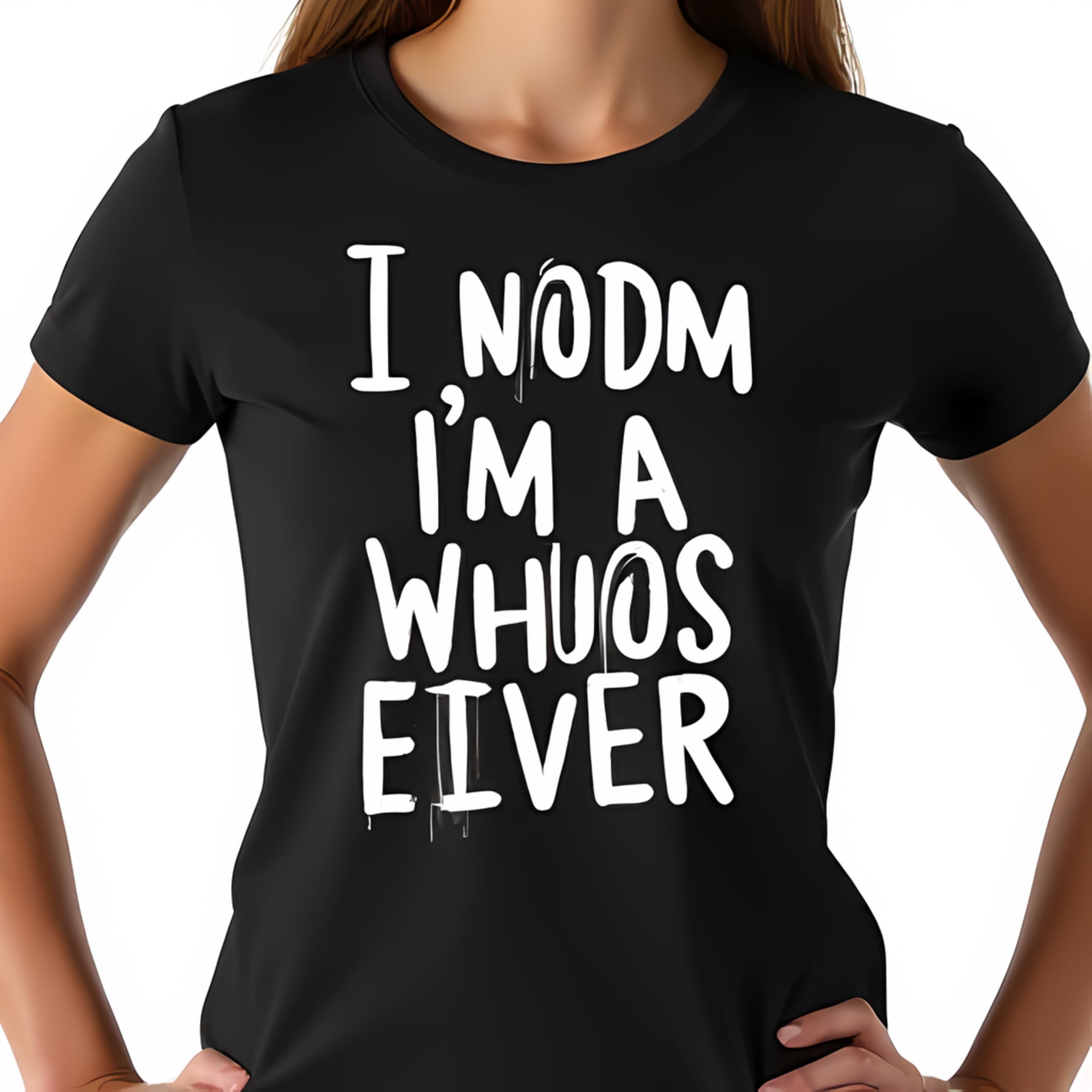 Graffiti Style Black T-Shirt with Bold I Nodm I m a Whuos Eiver Text ...