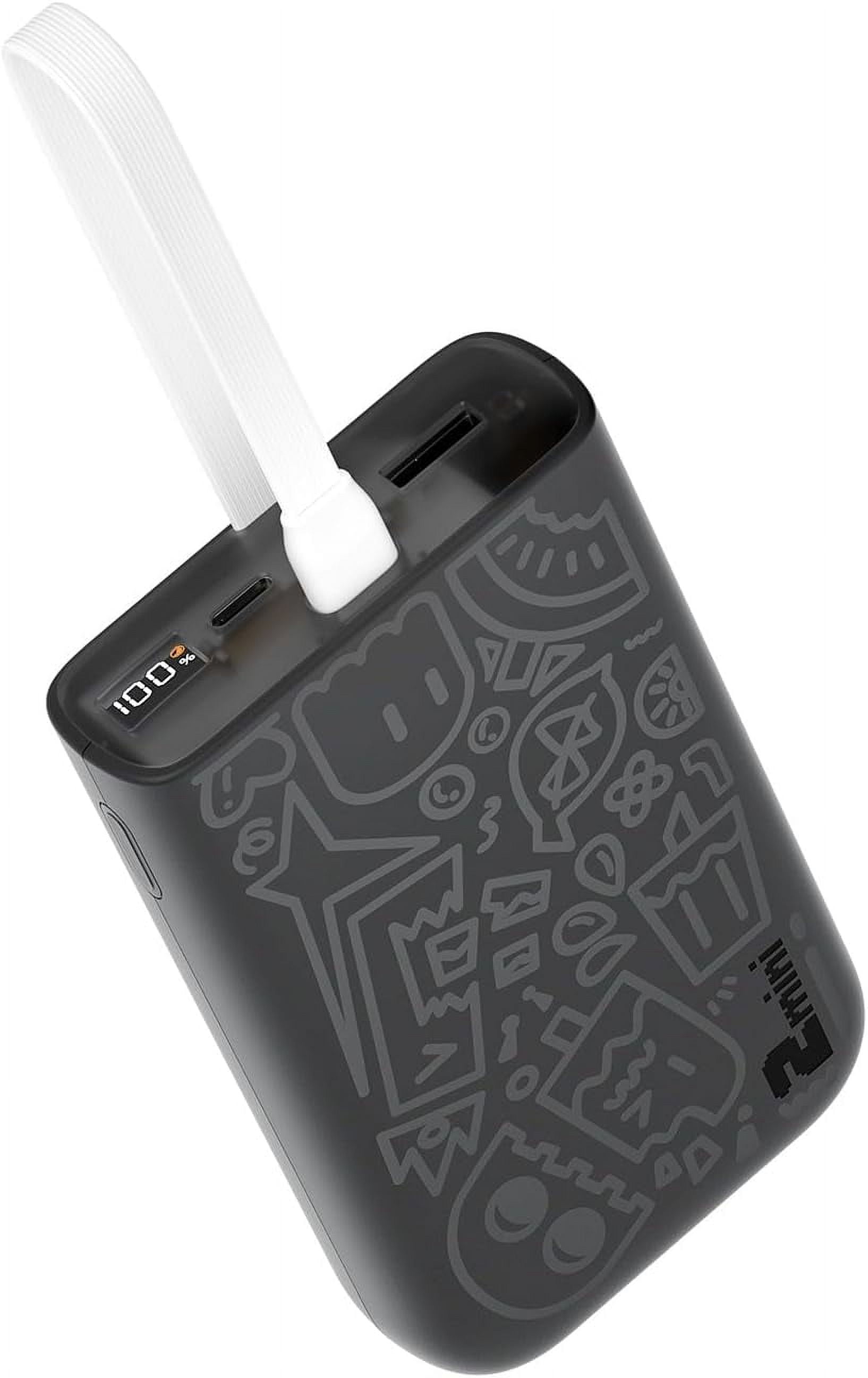 Graffiti Style Portable Charger with Built-in USB C Cable,30W Fast ...