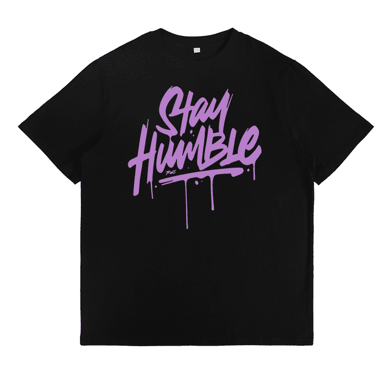 Graffiti-Style Purple Drip T-Shirt for Men – 'Stay Humble' Splatter ...
