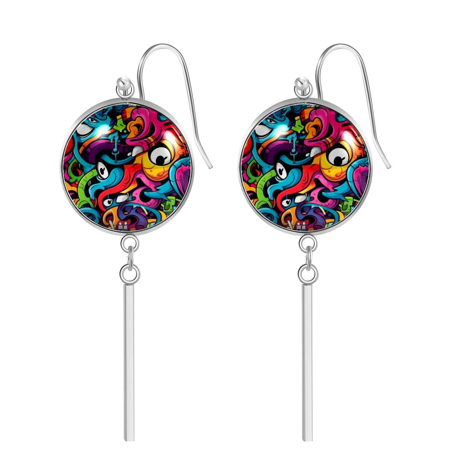 Graffiti Stylish Dangle Earrings with Unique Patterns - Jewelrys with ...