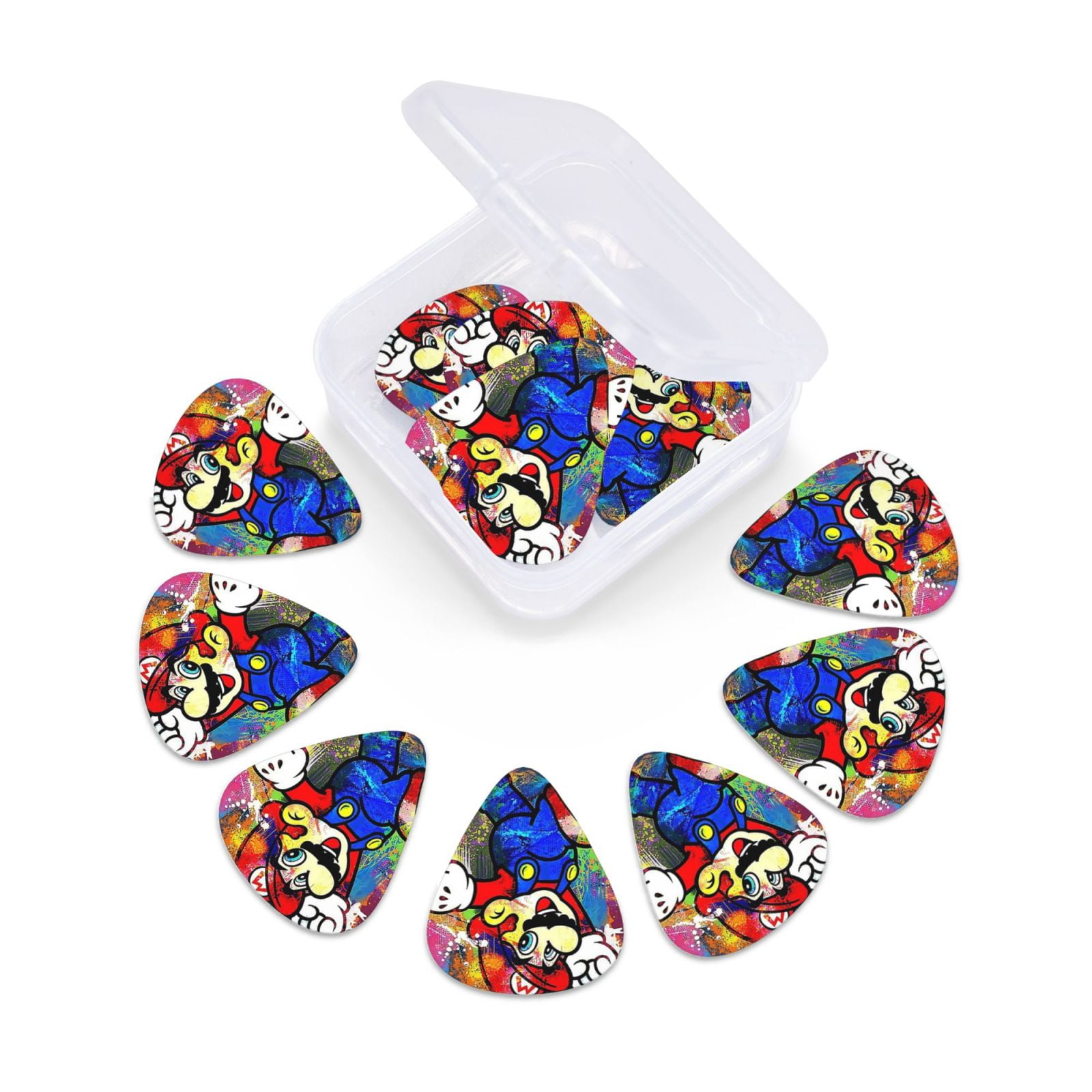 Graffiti Super Mario 12 Piece Guitar Picks Set With Holder For Acoustic ...