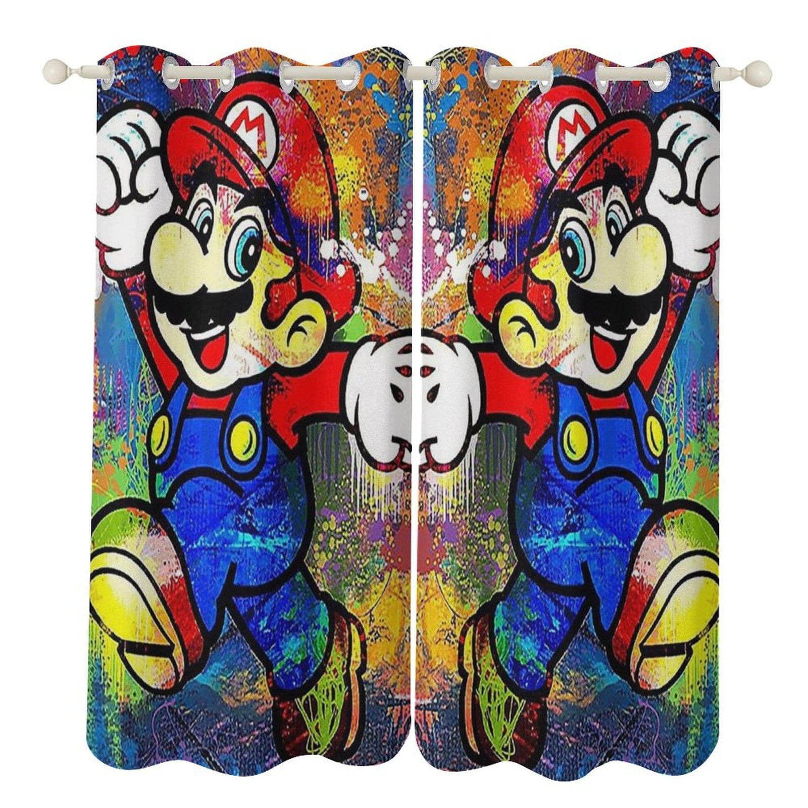 Graffiti Super-Mario Curtains for Kids,Cartoon BlackOut Curtain for Boy ...