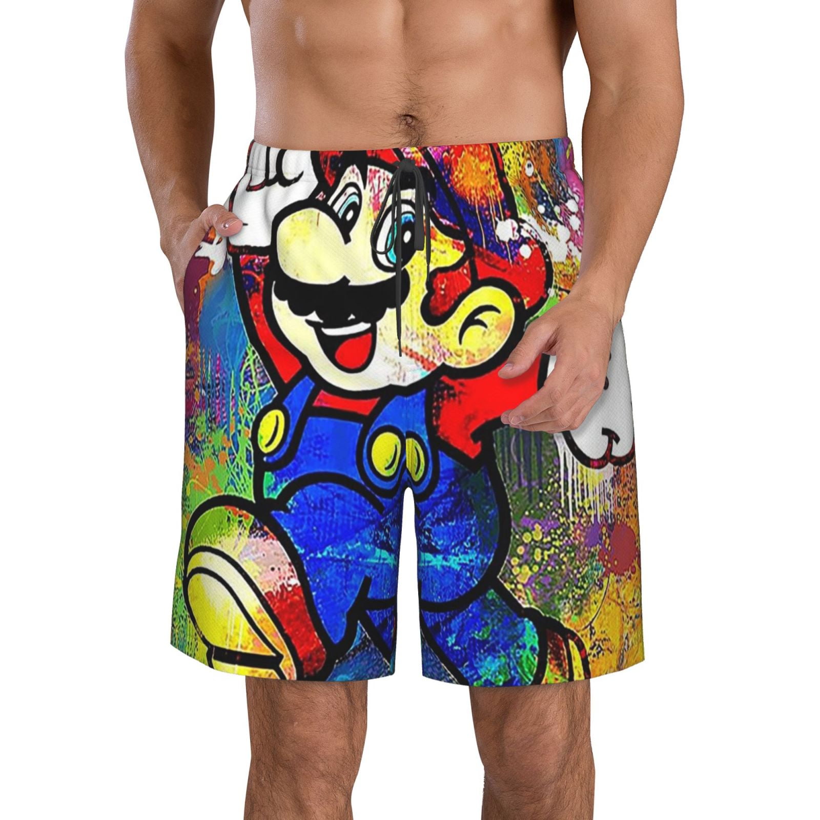 Graffiti Super Mario Summer Beach Sign Mens Swim Trunks Quick Dry Board ...
