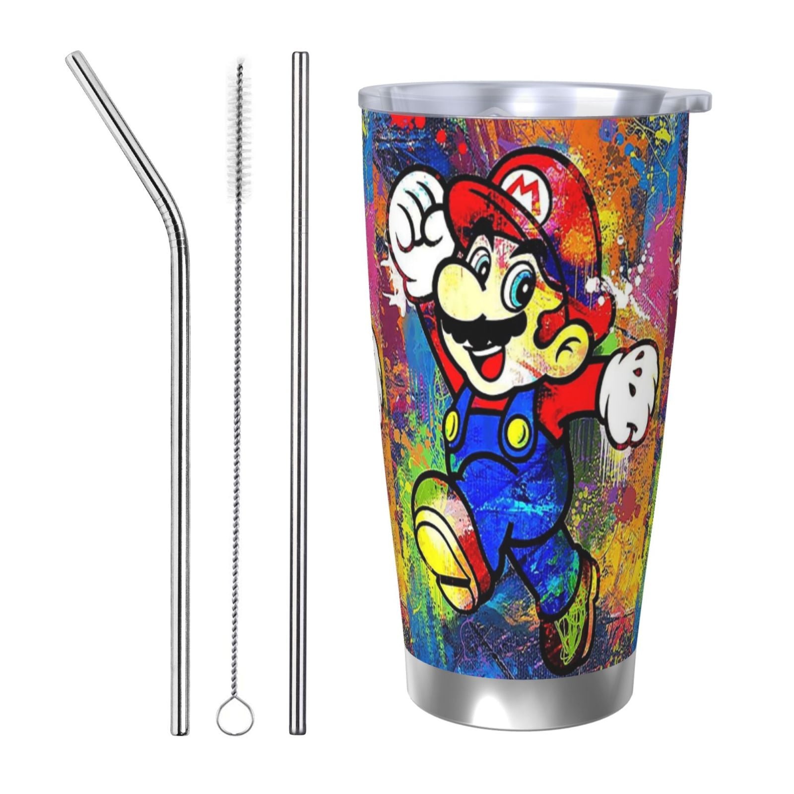 Graffiti Super Mario Water Bottle,Insulated Travel Coffee Mug,Stainless ...