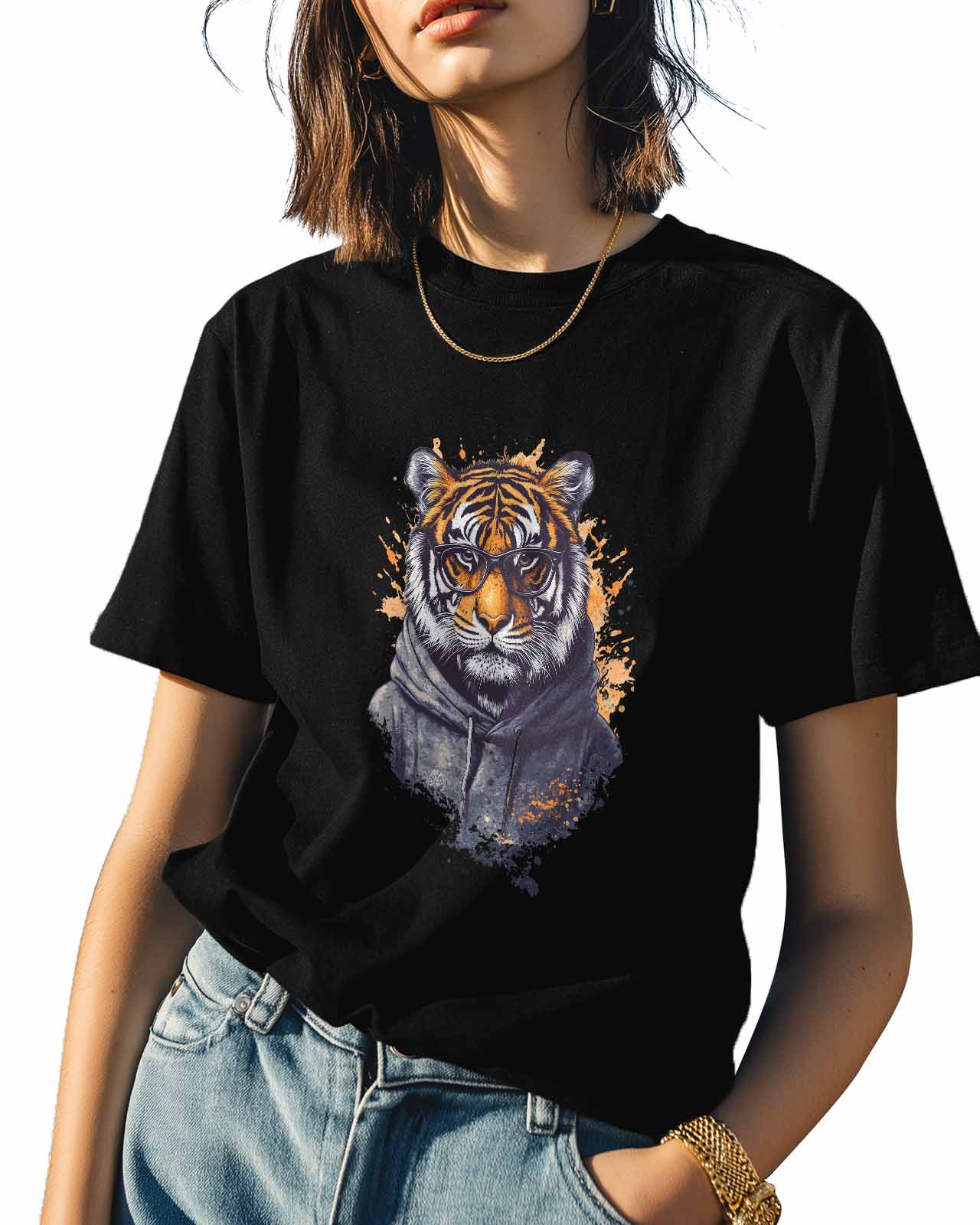 Graffiti Tiger Womens Tshirt Graphic Tees Cotton Crew Neck T-Shirts ...