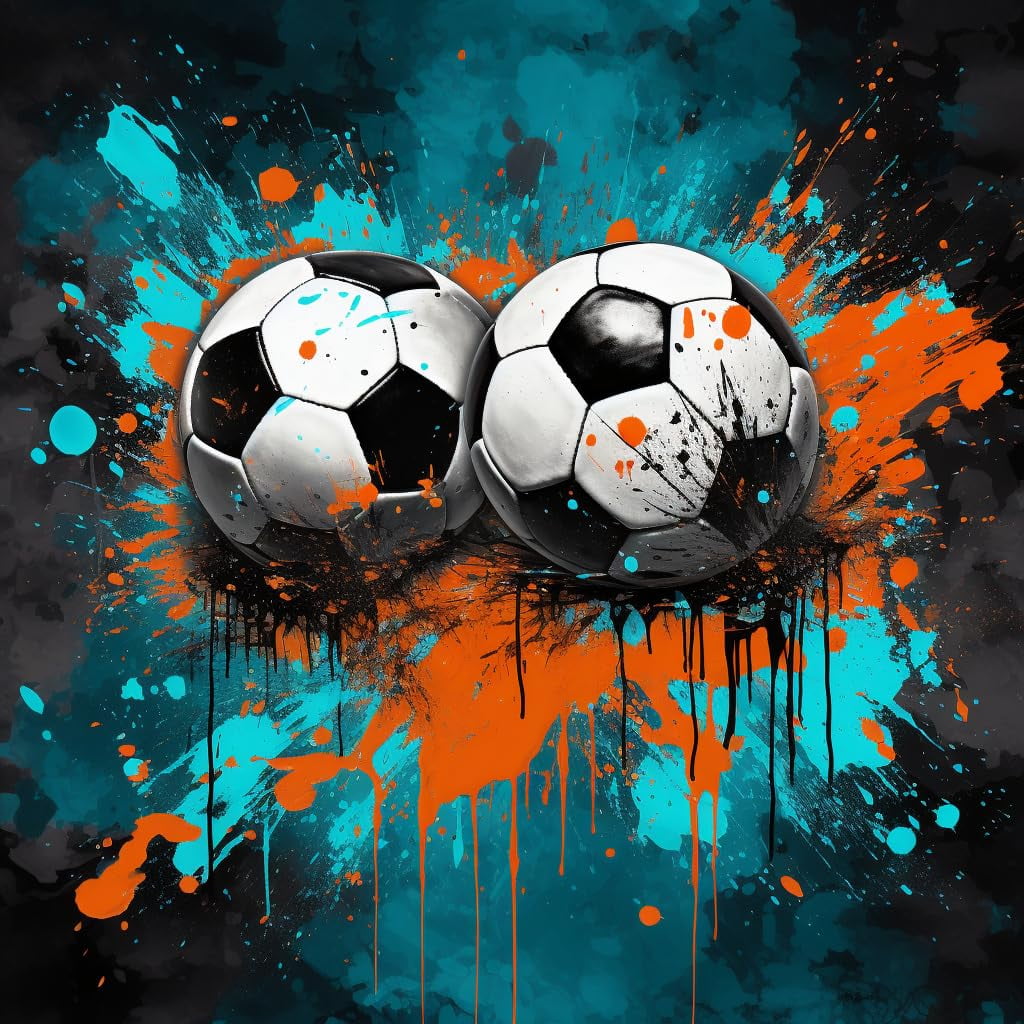Graffiti Two Soccer Ball 5D Diamond Art Painting by Number Kits for ...