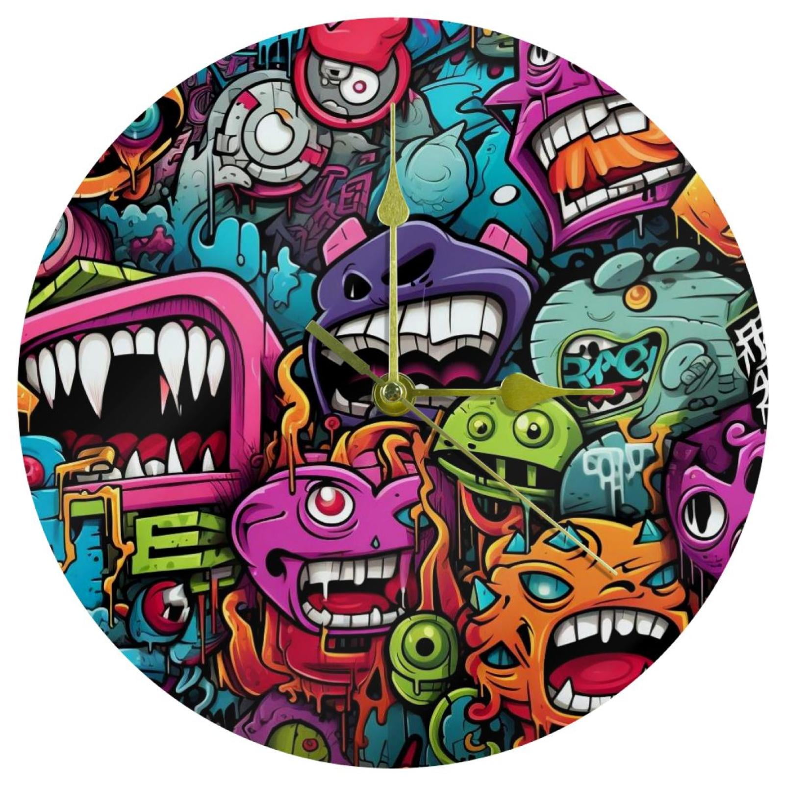 Graffiti Uniquely Designed Acrylic Circular Wall Clock - Stylish and ...