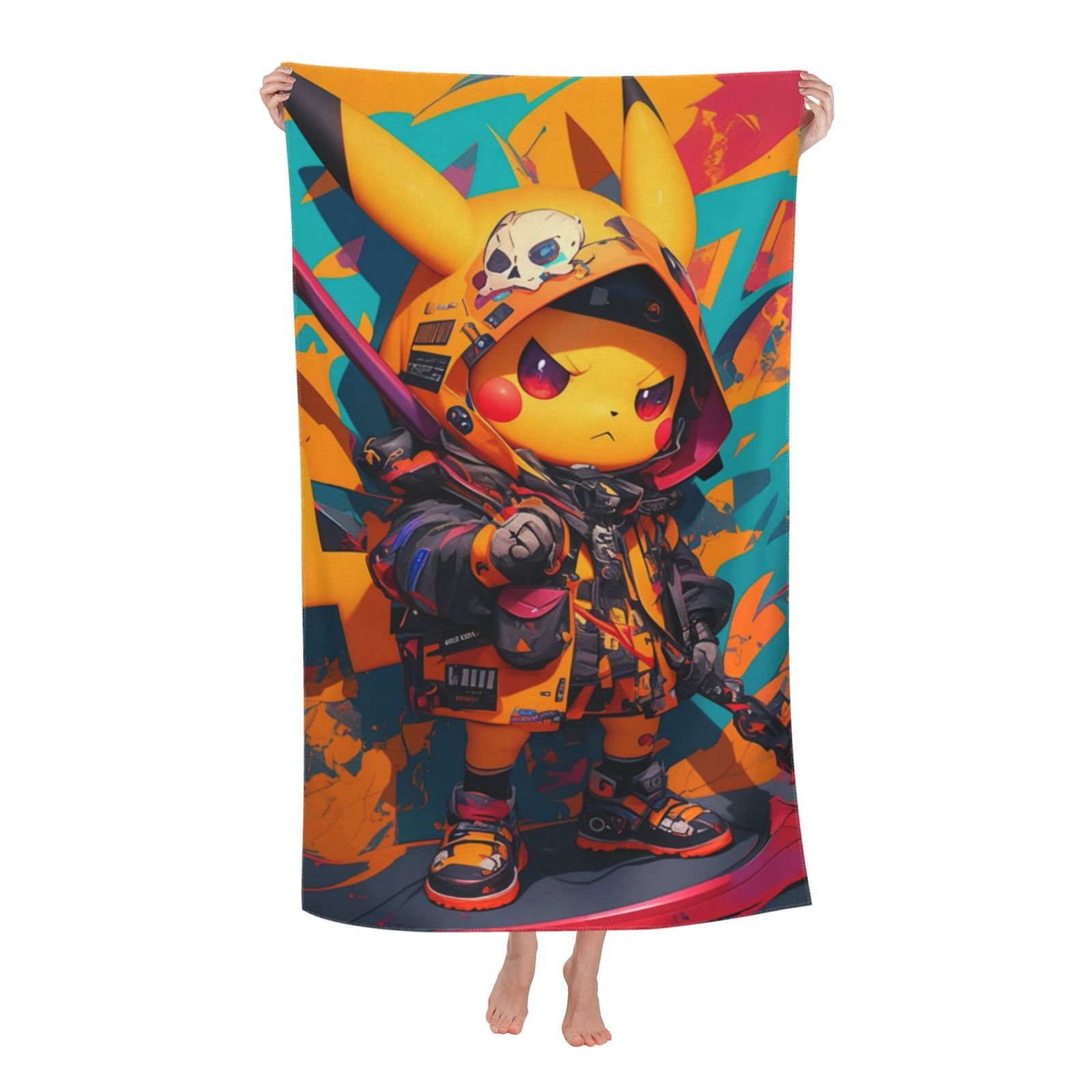 Graffiti Urban Reaper Pikachu Beach Towel,Oversized Mircofiber Bath ...