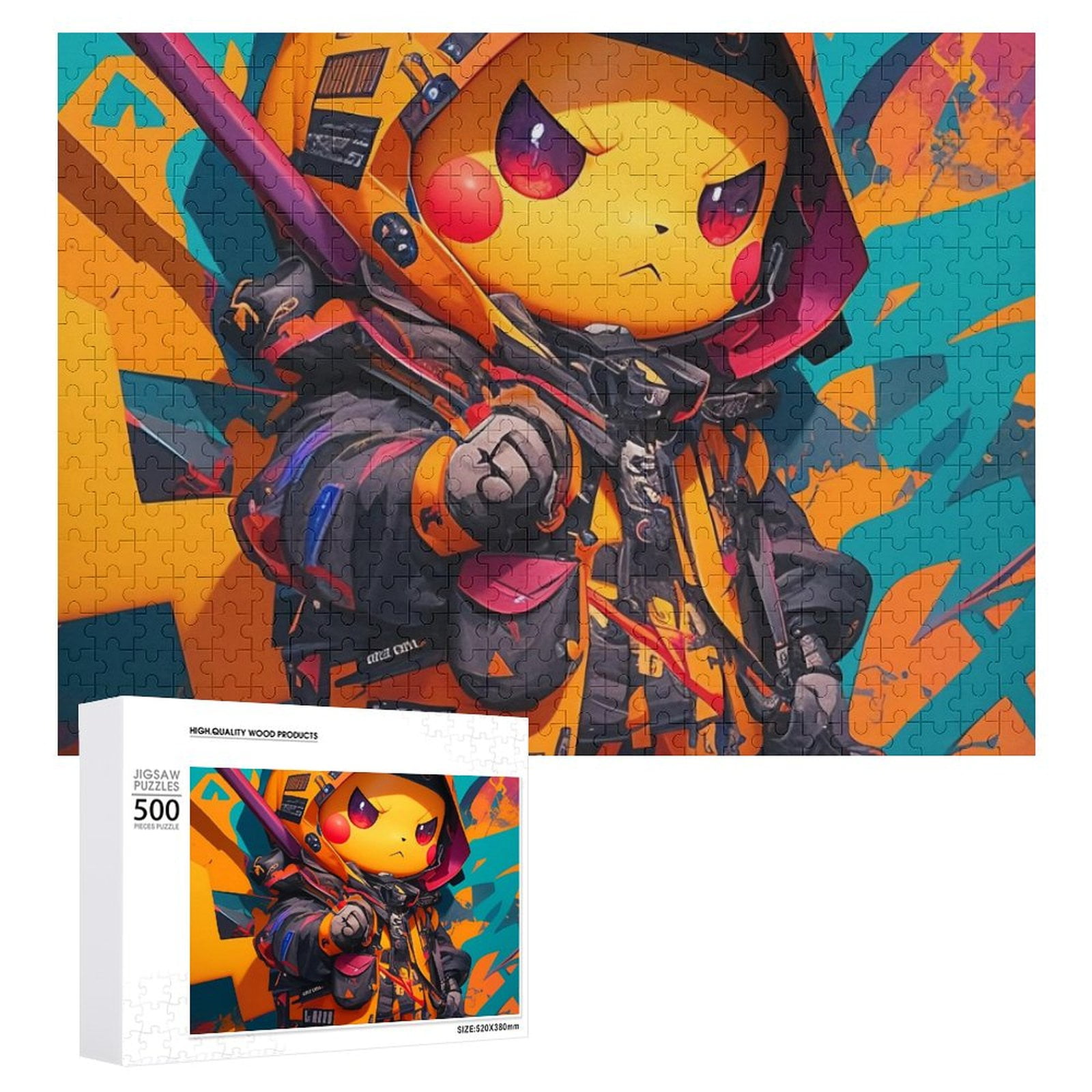 Graffiti Urban Reaper Pikachu Puzzles,500 Pieces Puzzles for Adults ...