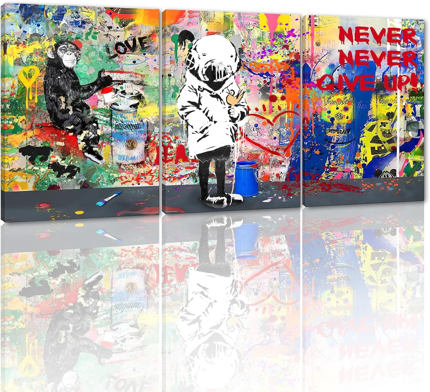 Graffiti Wall Art Painting on Canvas 3 Panels Prints Inspirational ...