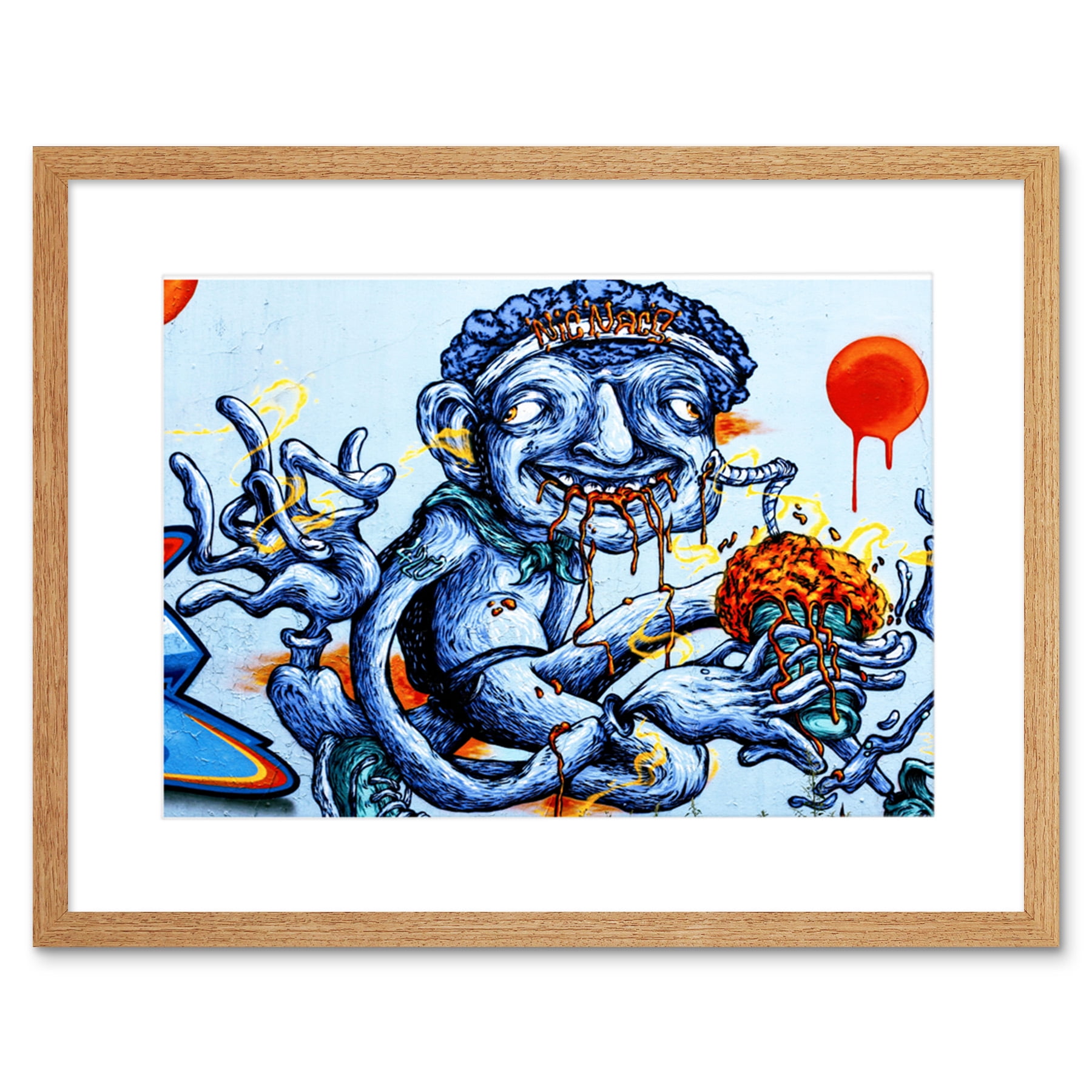 Graffiti Weird Guy Eating Framed Wall Art Print - Walmart.com