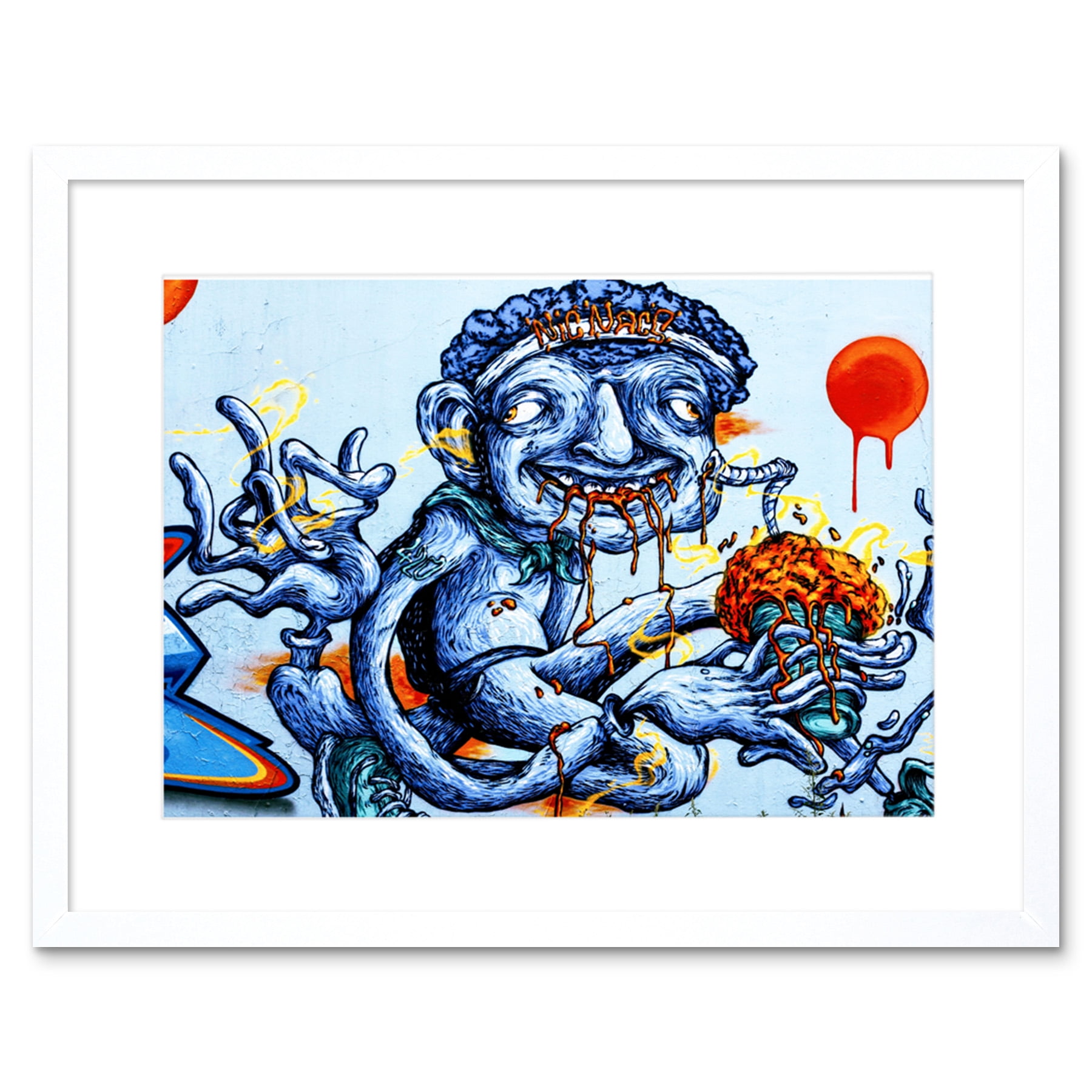 Graffiti Weird Guy Eating Framed Wall Art Print - Walmart.com