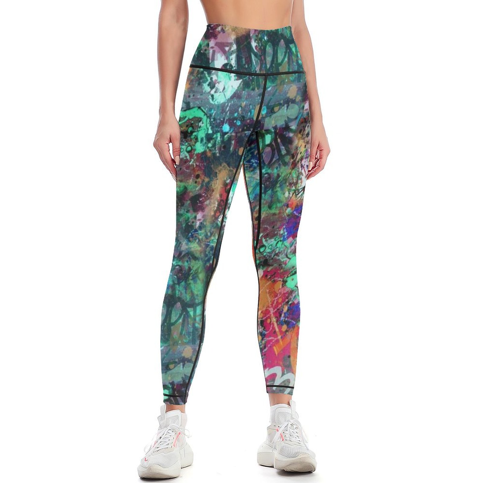 Graffiti and Paint Splatter Leggings sports tennis for gym womans ...