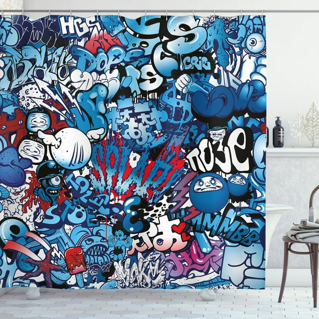 Graffiti Inspired Shower Curtain Colorful Street Art Print For A Bold