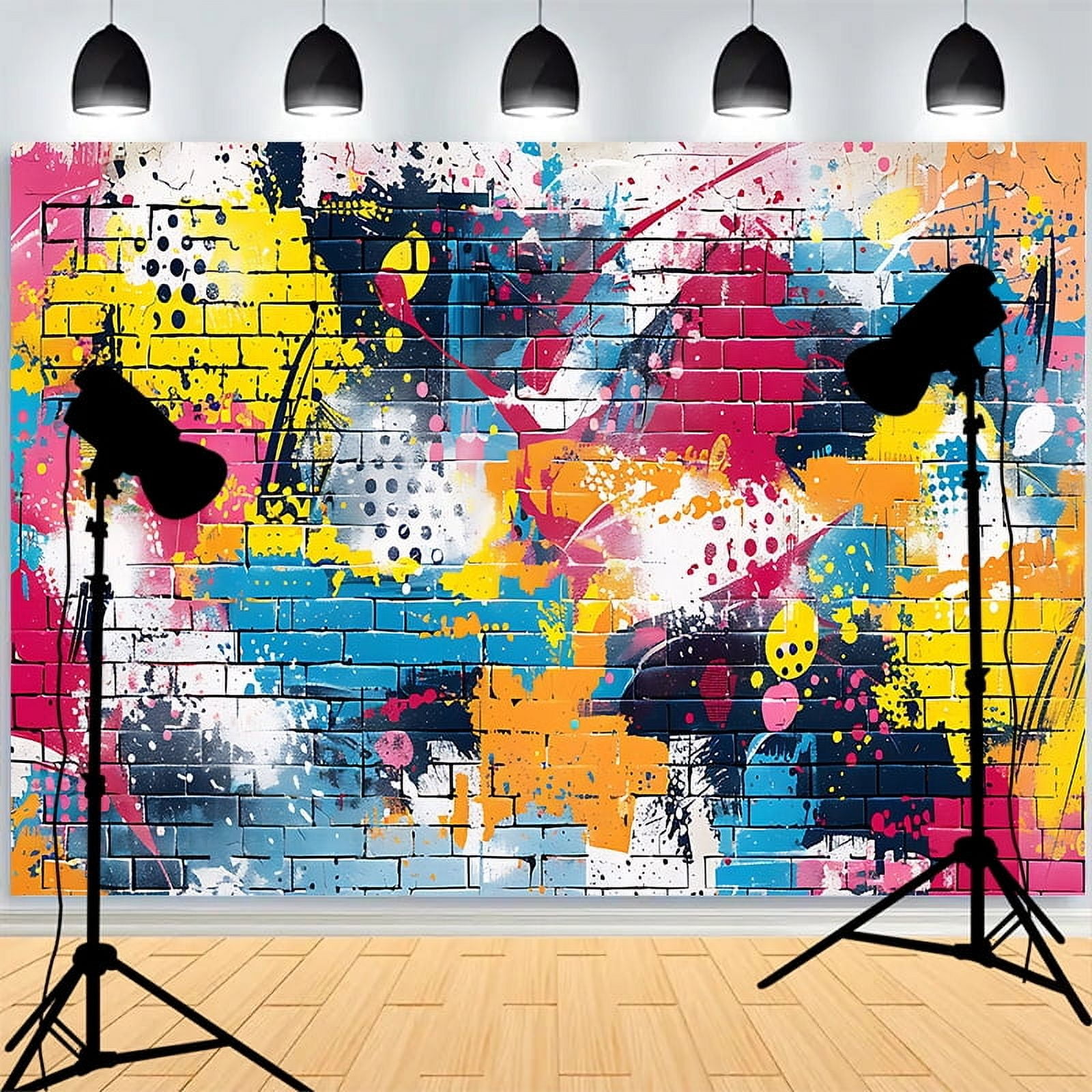 Graffitistyle Painted Brick Wall Background Damaged Rustic Texture ...