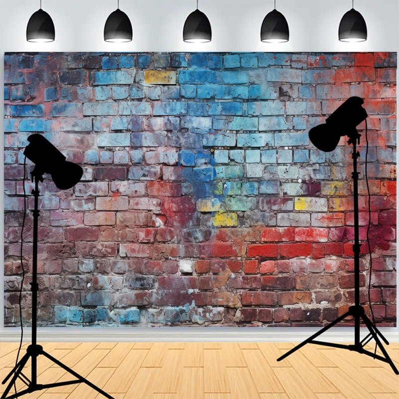 Graffitistyle Painted Brick Wall Background Damaged Rustic Texture ...