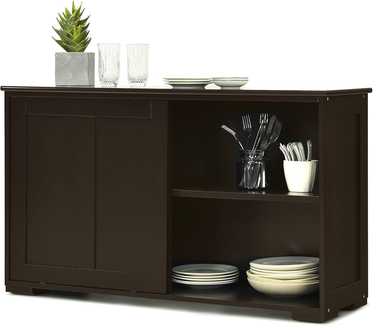 Graffy Kitchen Sideboard, Storage Buffet Cabinet W/ 2 Sliding Doors ...