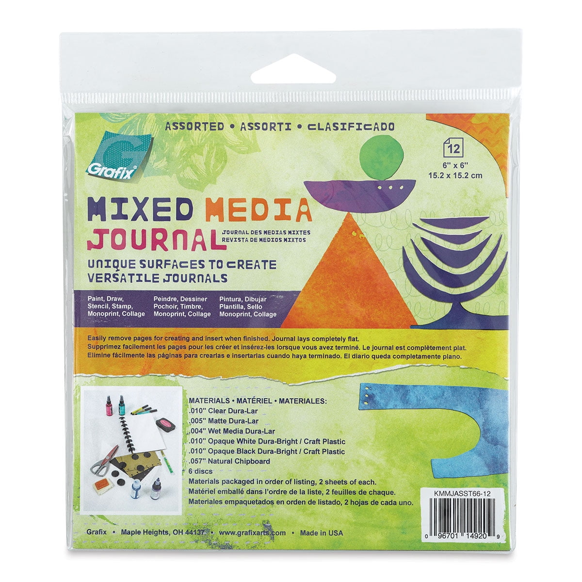 Grafix Assorted Mixed Media Journal W/Discs 6"X6"-12 Sheets - Walmart.com