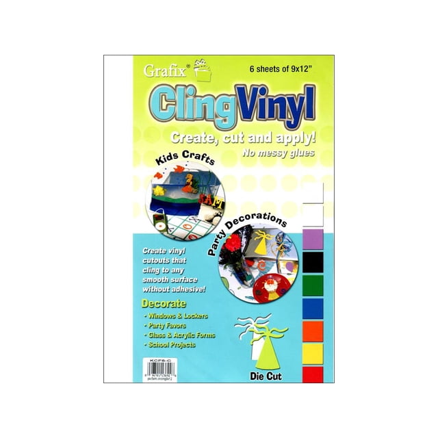 "Grafix Clear Transparent Cling Vinyl Film Sheet 9x12"" 6pc" - Walmart.com