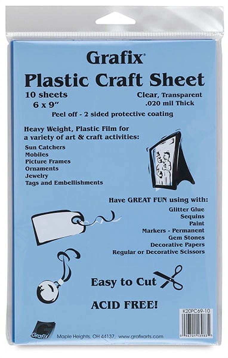 Grafix Craft Plastic Sheets - Clear, 6" x 9", 0.020" Thick, Pkg of 10 ...