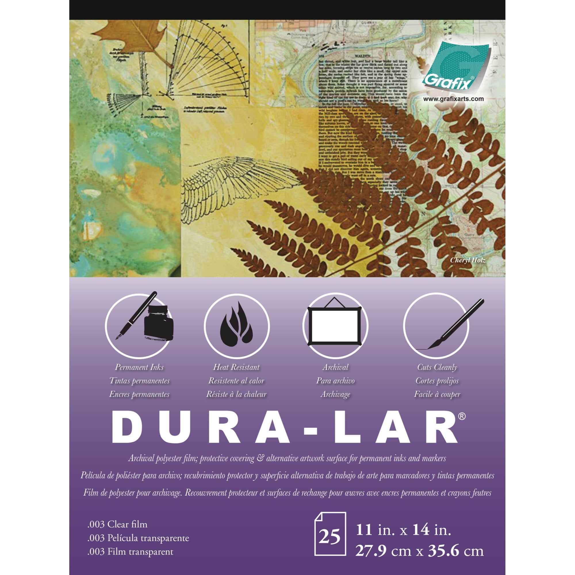 Grafix Dura-Lar Clear Acetate Alternative - 11" x 14" x .003", Pad, 25 ...