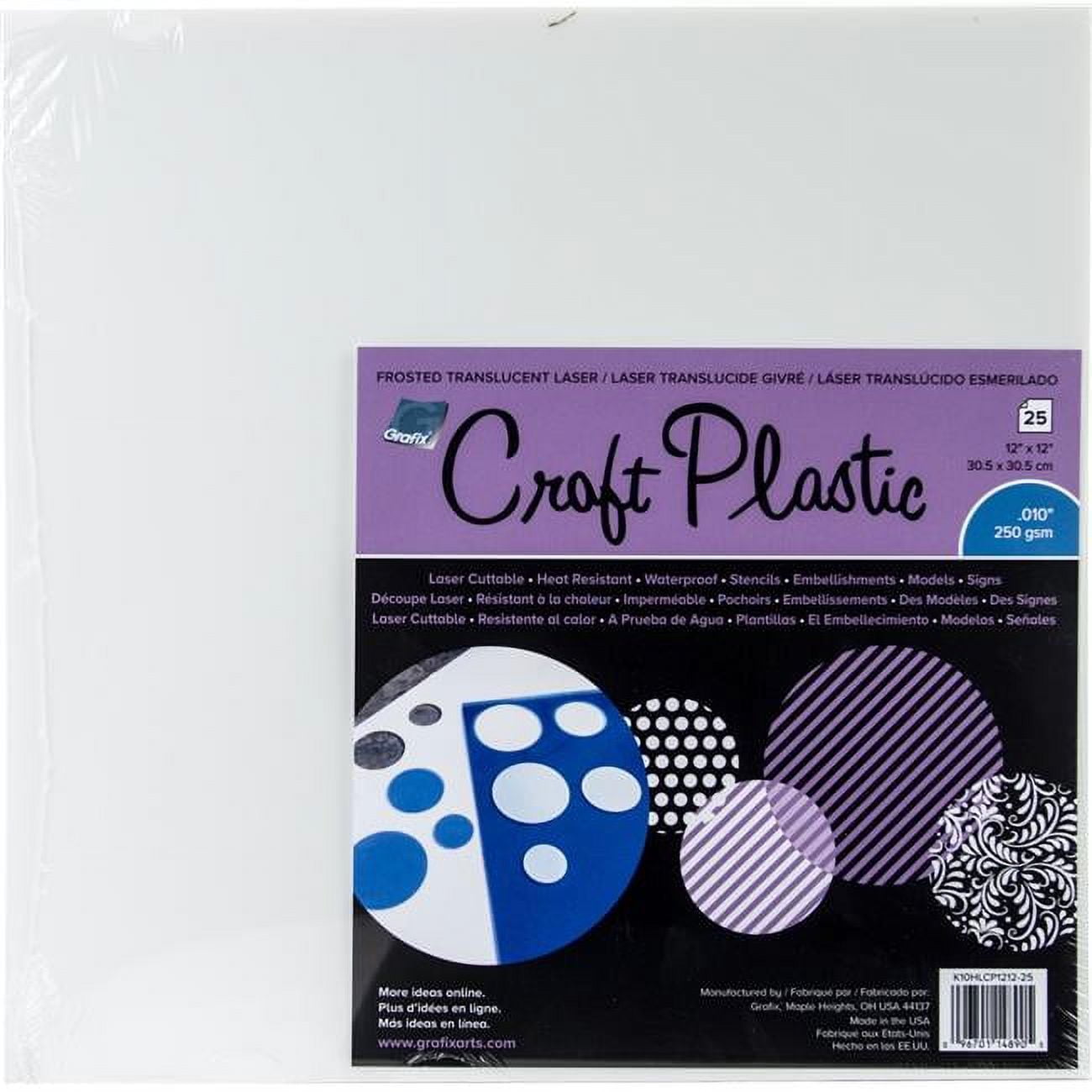 Grafix KHLCP125 12 x 12 in. 0.010 Frosted Craft Plastic Sheets - Pack ...