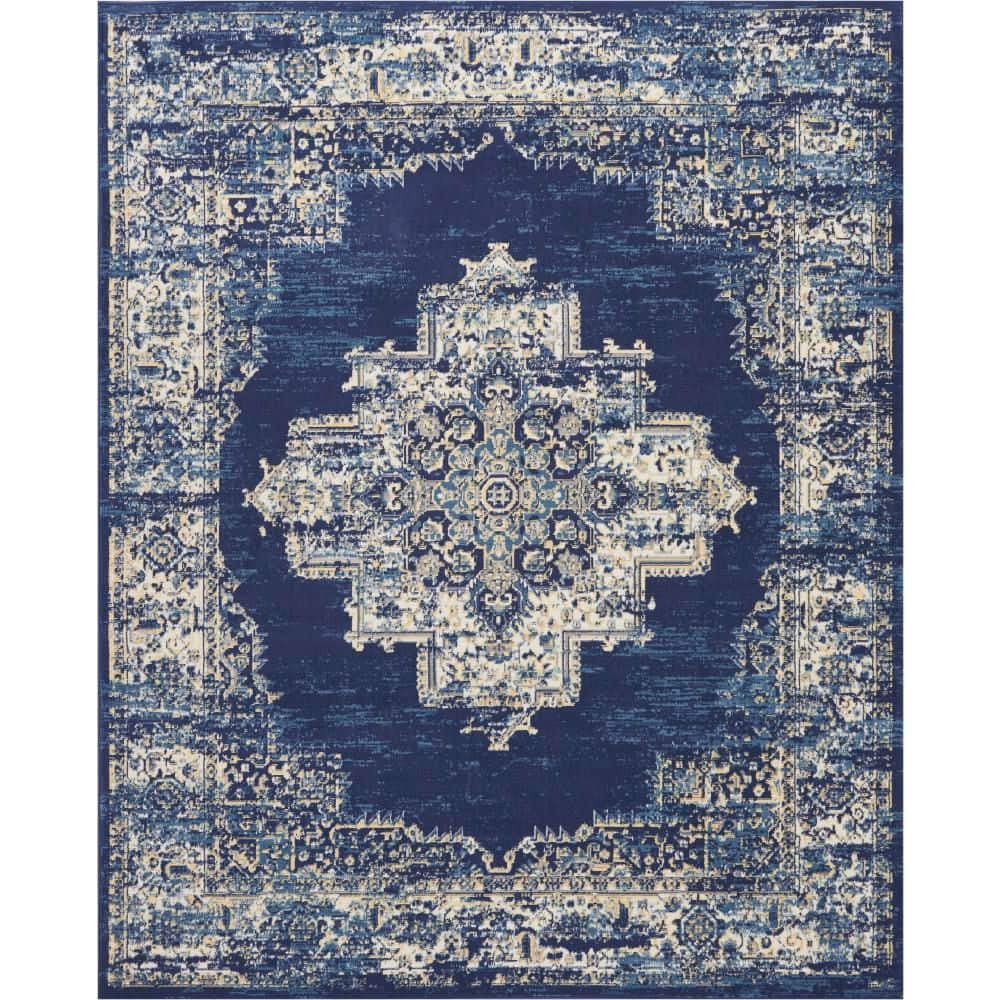 Grafix Navy Blue 9 ft. x 12 ft. Persian Medallion Transitional Area Rug - Walmart.com