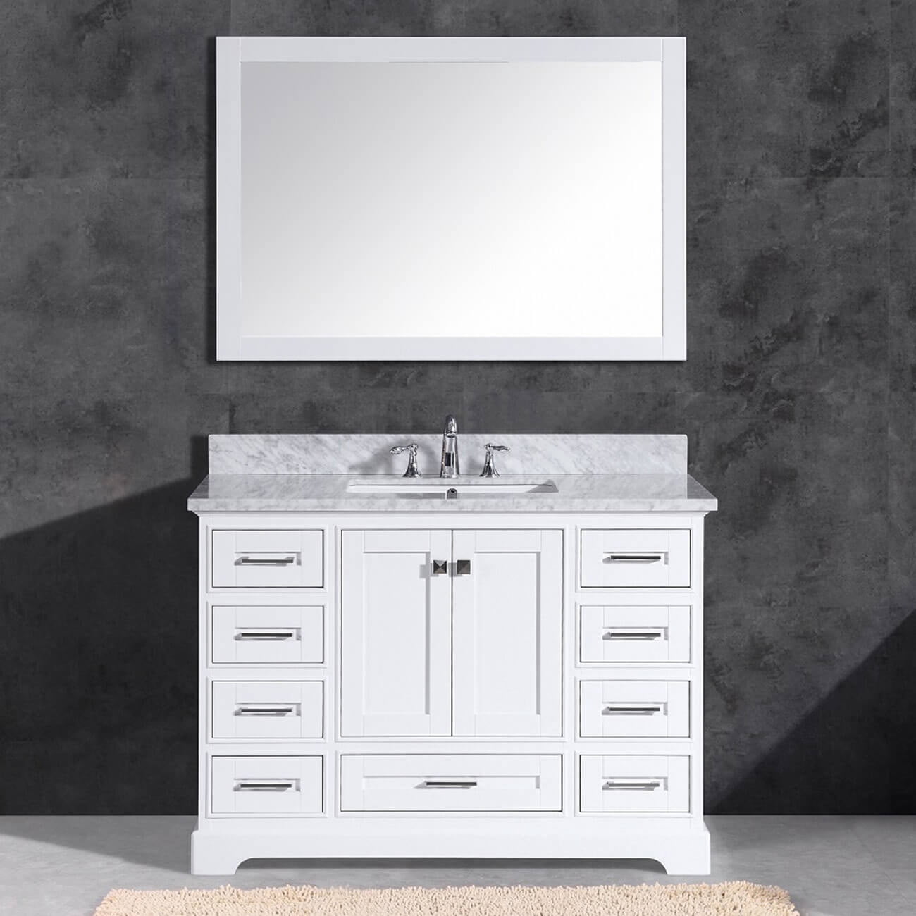 Grafton 48 Inch Oak Vanity with Square Drop-In Sink - White - Walmart.com
