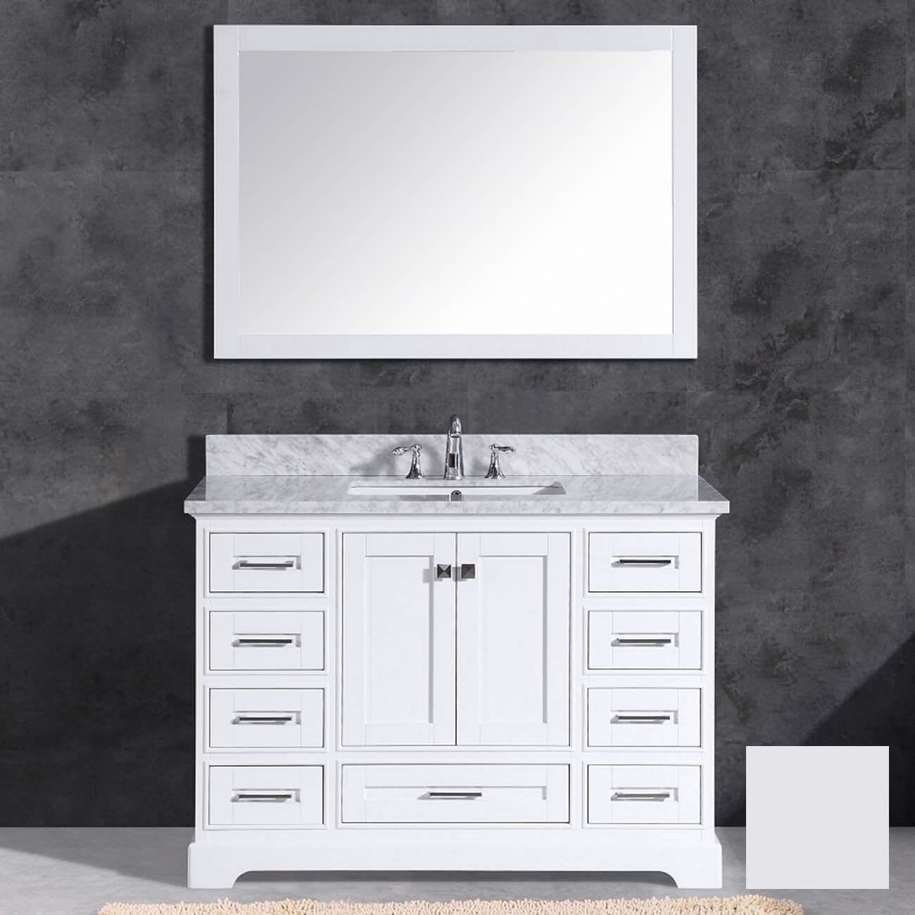 Grafton 48 Inch Oak Vanity with Square Drop-In Sink - White - Walmart.com