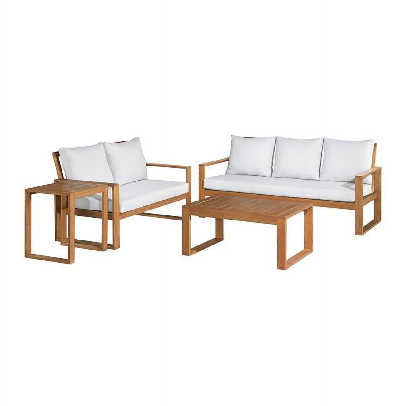 Grafton Eucalyptus Wood Outdoor Conversation Set with 2-Seat Bench, 3 ...
