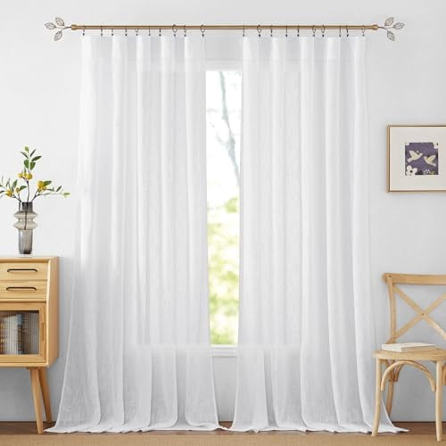 Gragaskl Sheer Linen Textured Curtains Semi Sheers Drapes Light Airy ...