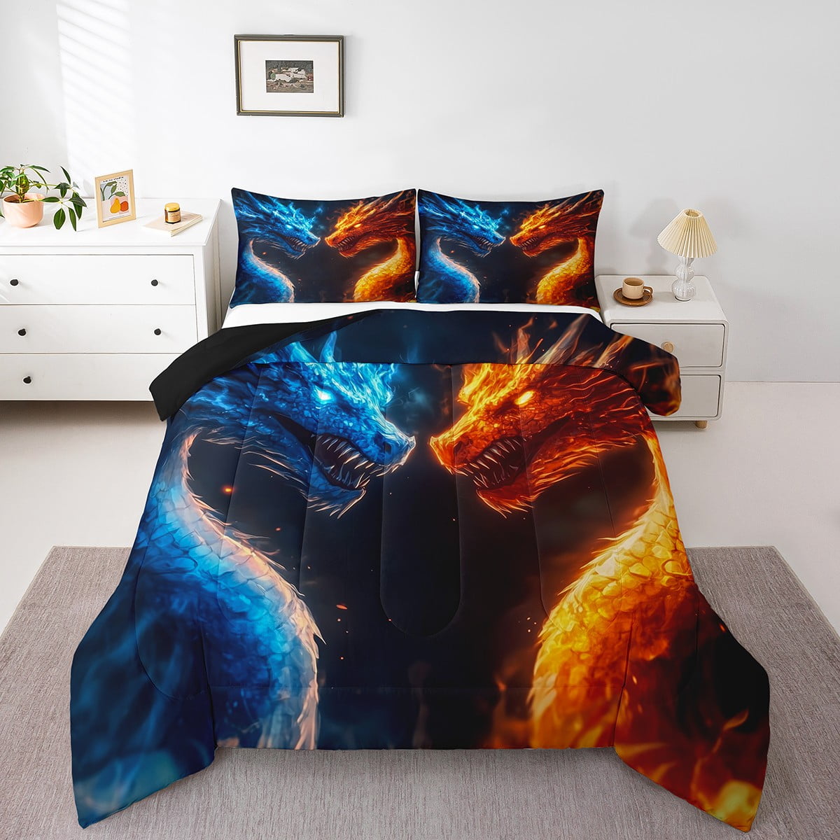 Gragon Comforter Set 3D Gragon Painting Twin Bedding Set,Magcial ...