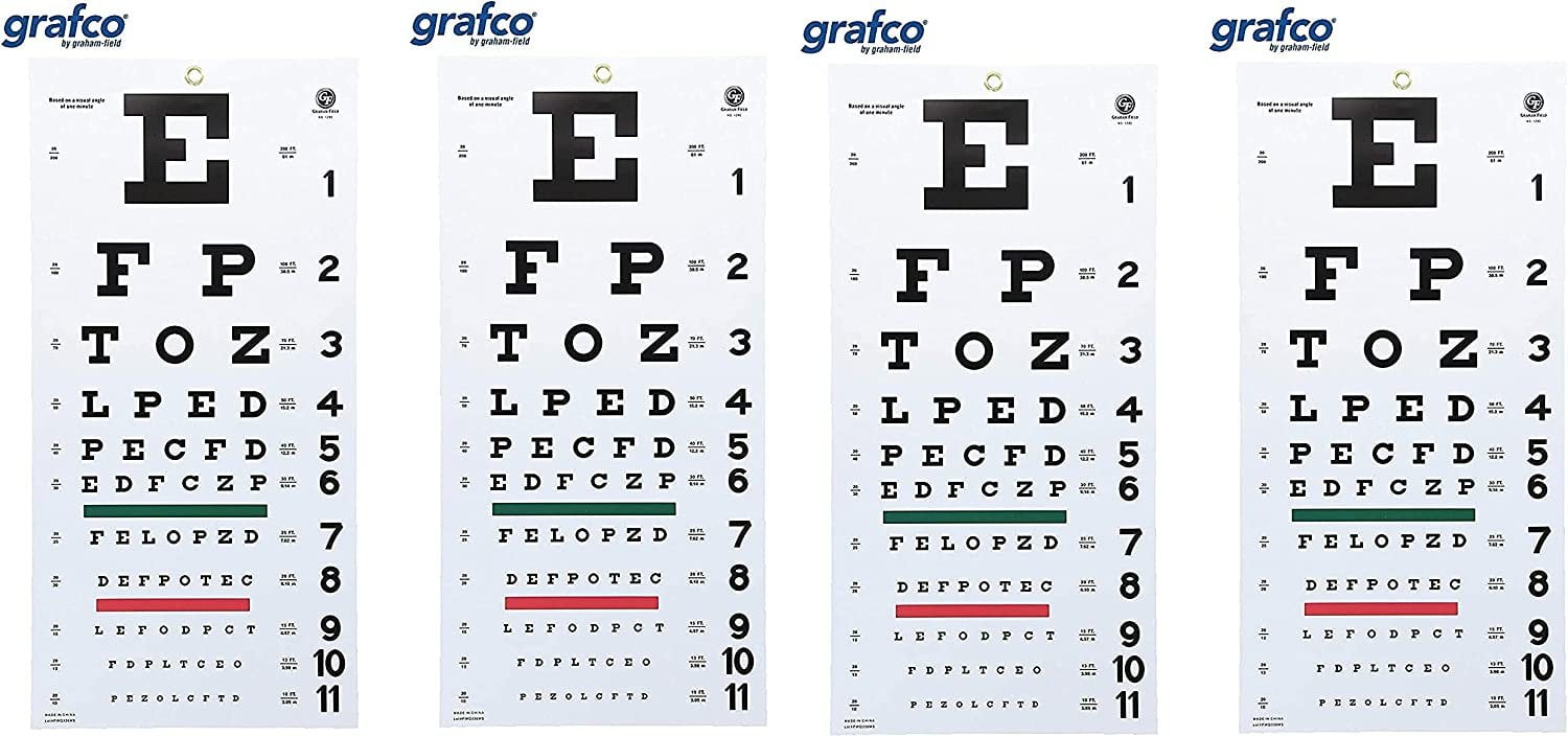 Graham-Field Grafco 1240 Snellen Hanging Eye Chart, 20' Distance, Non ...