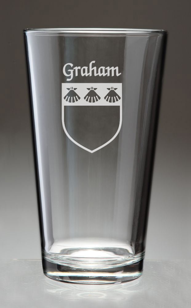 Graham Irish Coat of Arms Pint Glasses - Set of 4 (Sand Etched ...