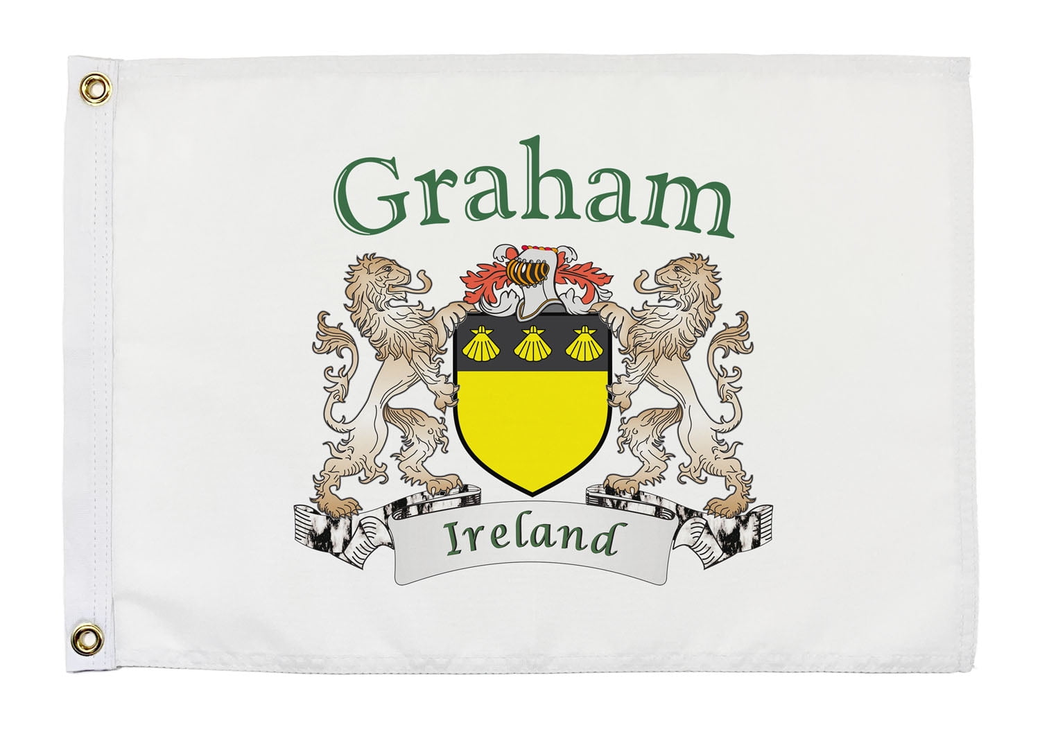 Graham Irish Coat of Arms Small White Flag - 16"x10.5" inches - Walmart.com