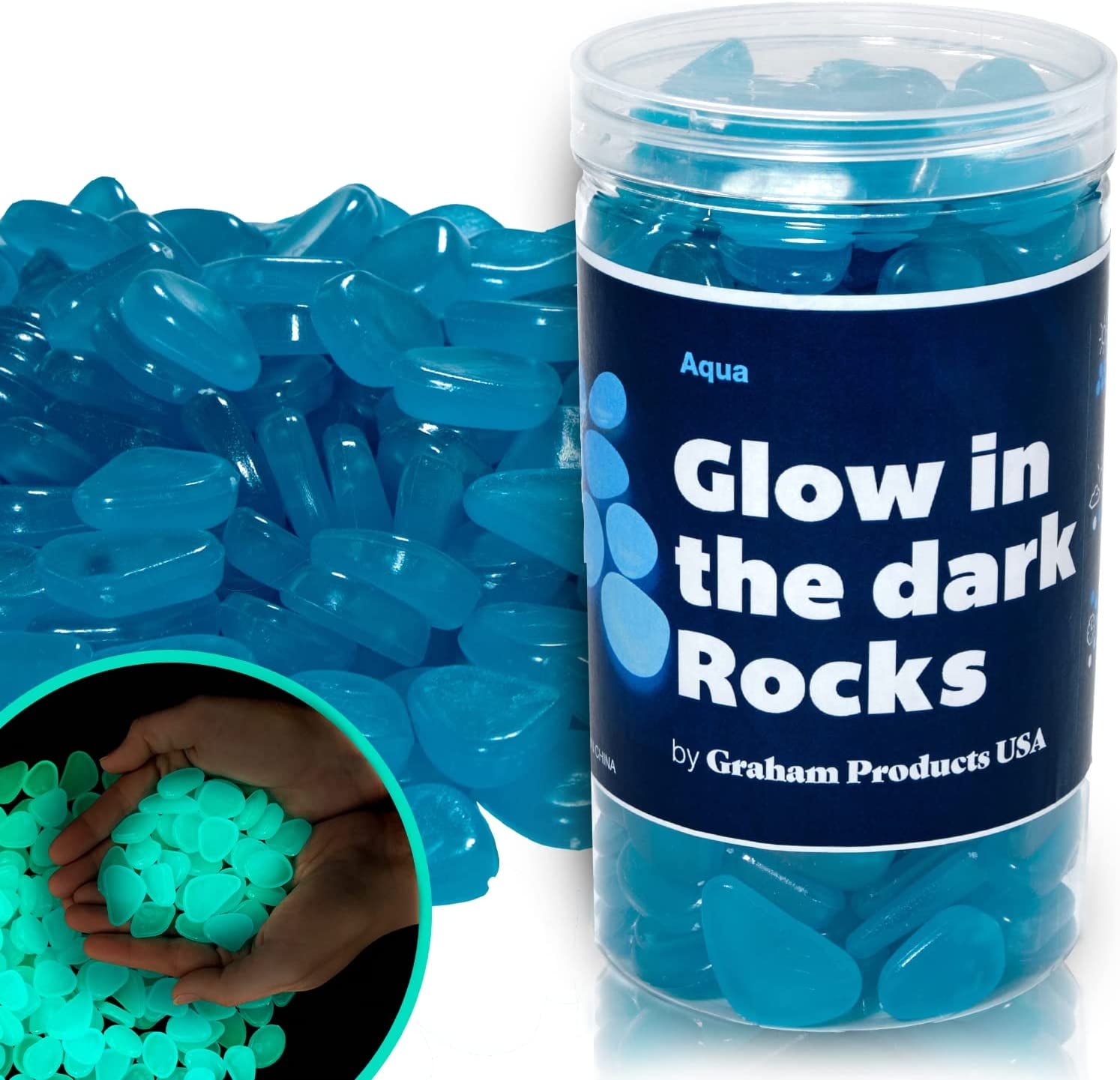 Graham Glow in the Dark Rocks, 190pcs - Indoor/Outdoor, Garden, Fish ...