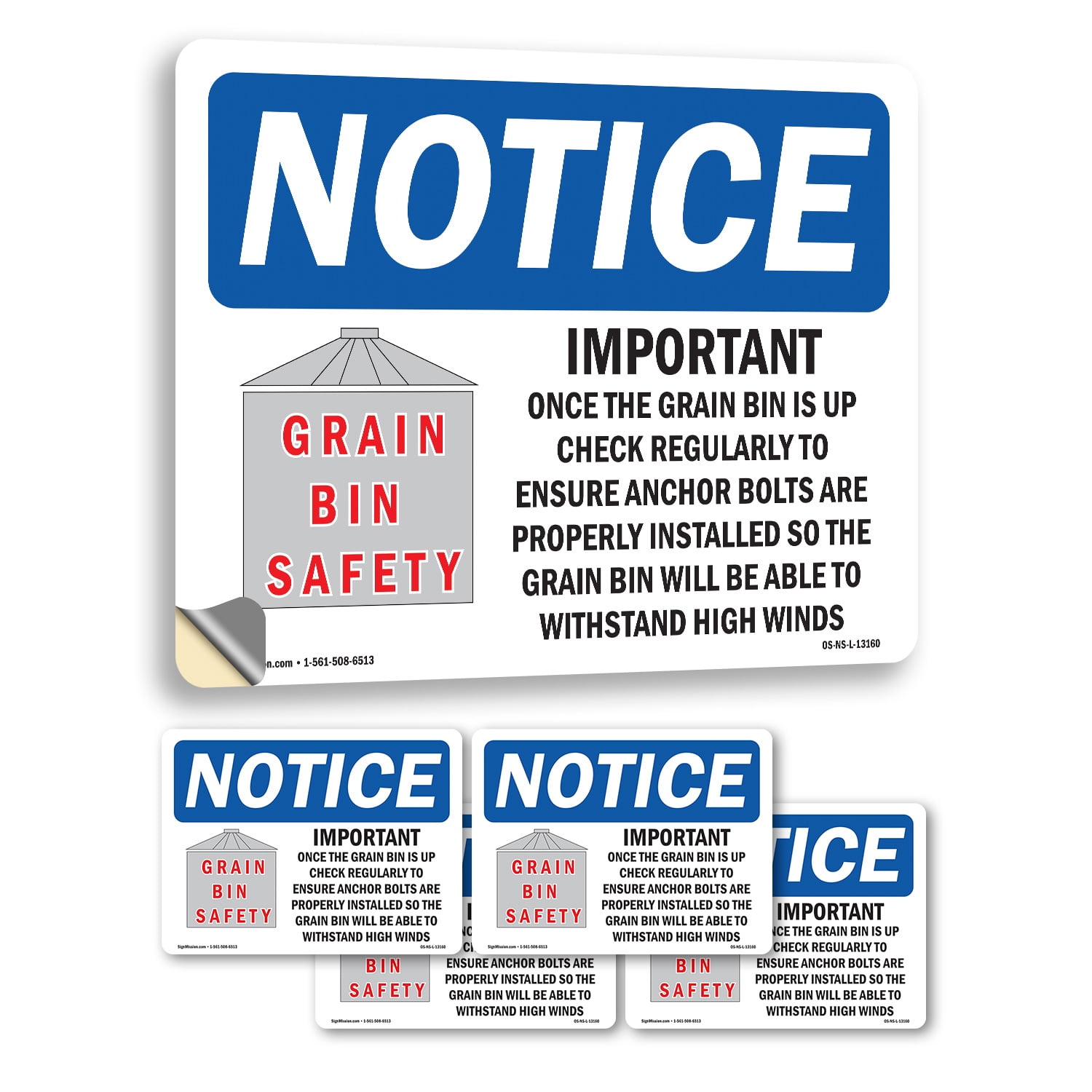 Grain Bin Silo Safety OSHA Notice Vinyl Decal Label 10 Inch x 7 Inch ...
