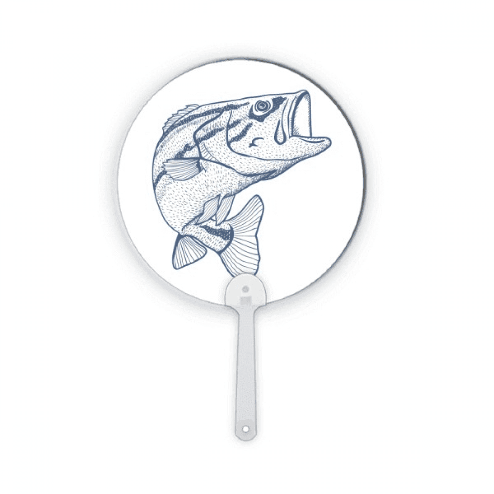 Grain Blue Big Fish Art Deco Fashion Plastic Round Handheld Fan ...