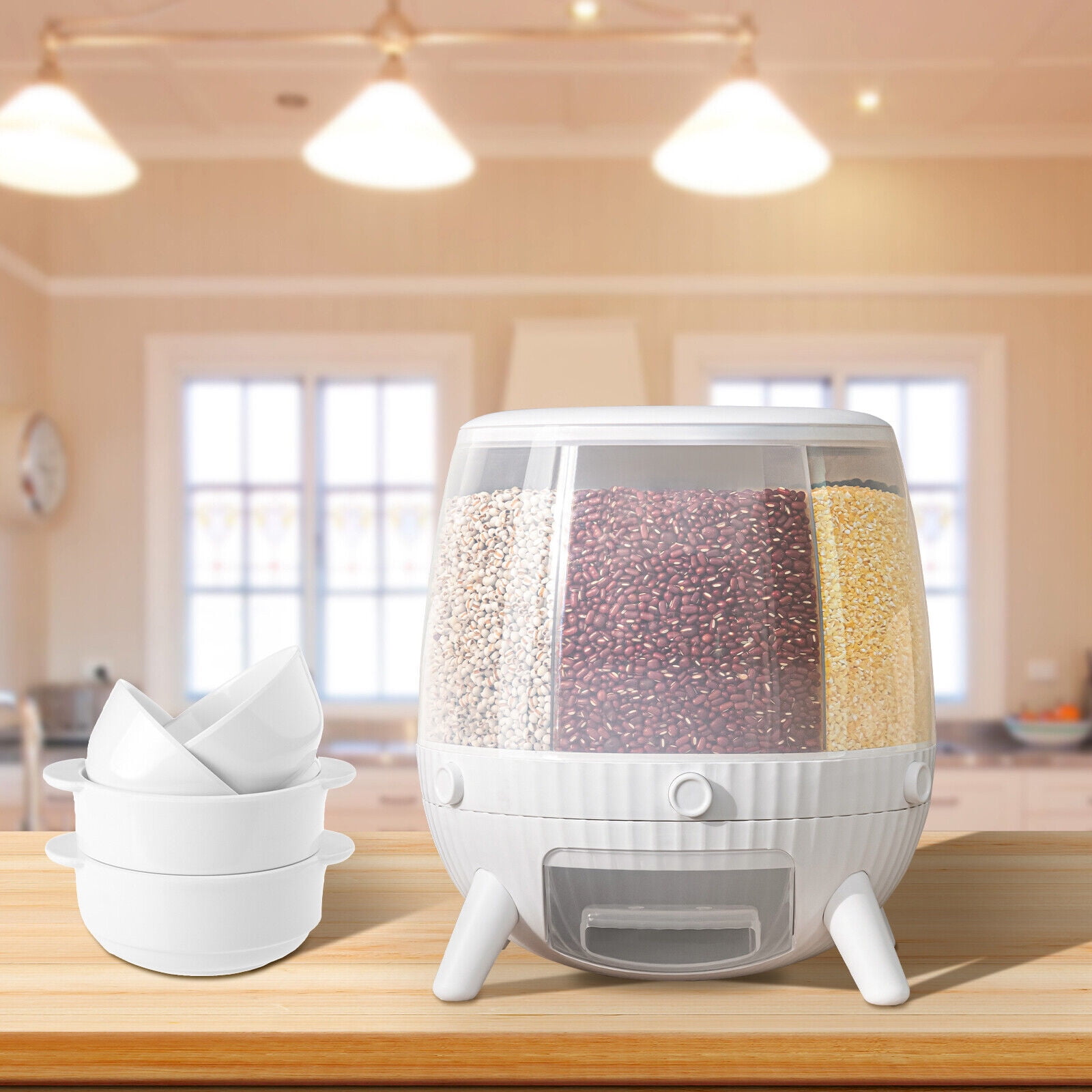 Grain Dispenser, 22lbs Rotatable Rice and Cereal Storage Container with ...