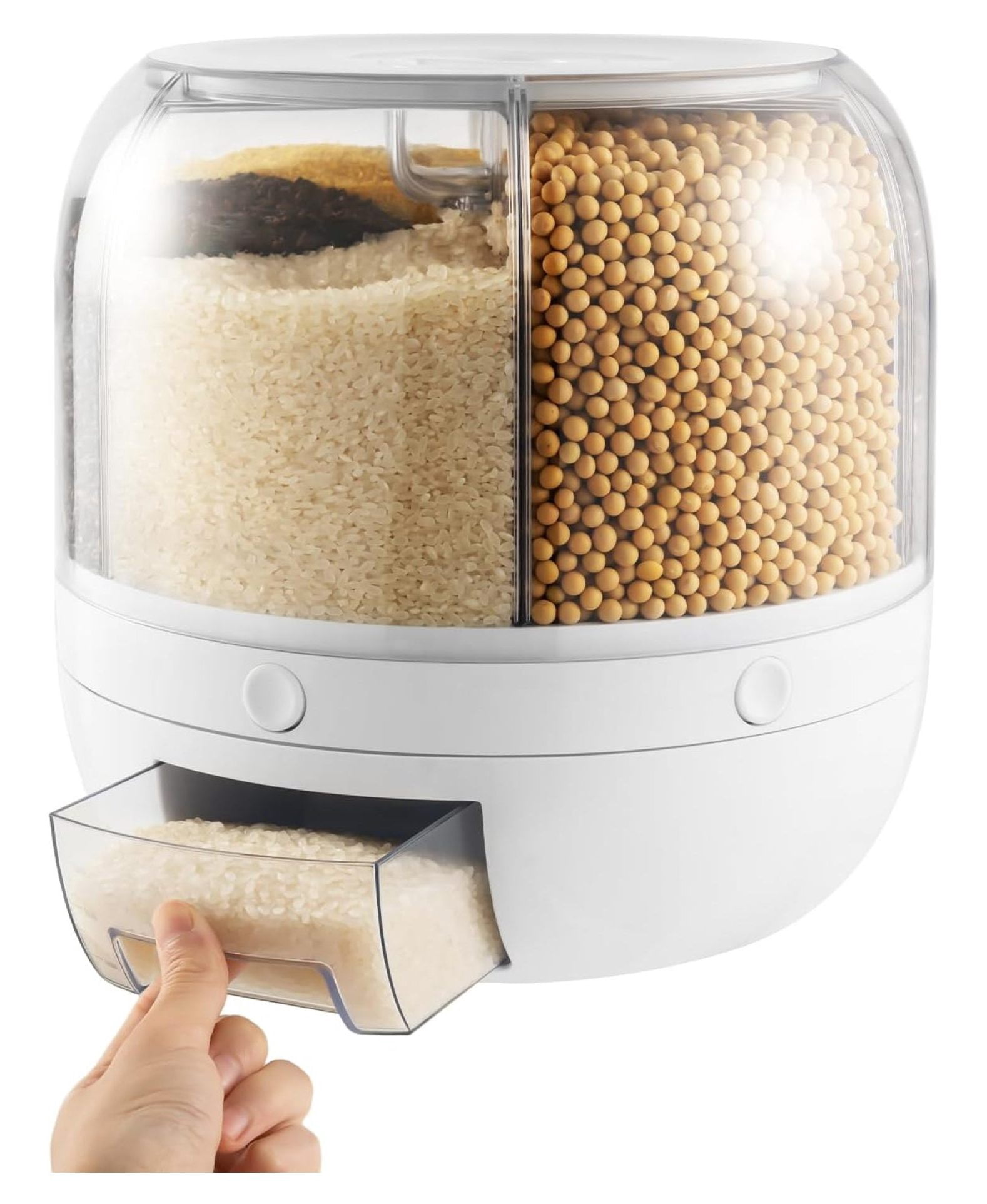 Grain Dispenser 360° Rotating Rice Dispenser 6 Grids Container Round ...