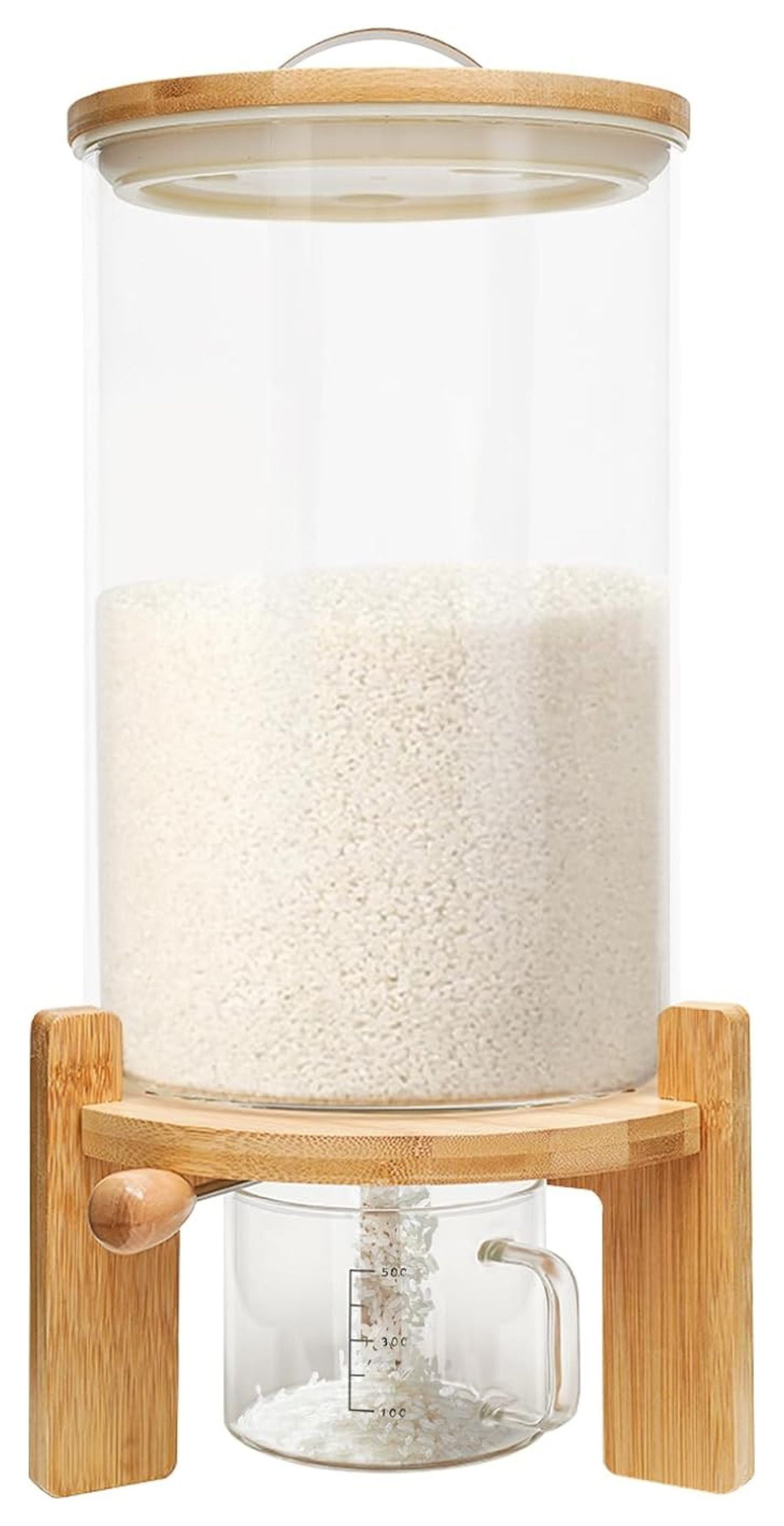 Grain Dispenser 7.5L Clear Glass Jar - Rice Flour Storage Container ...