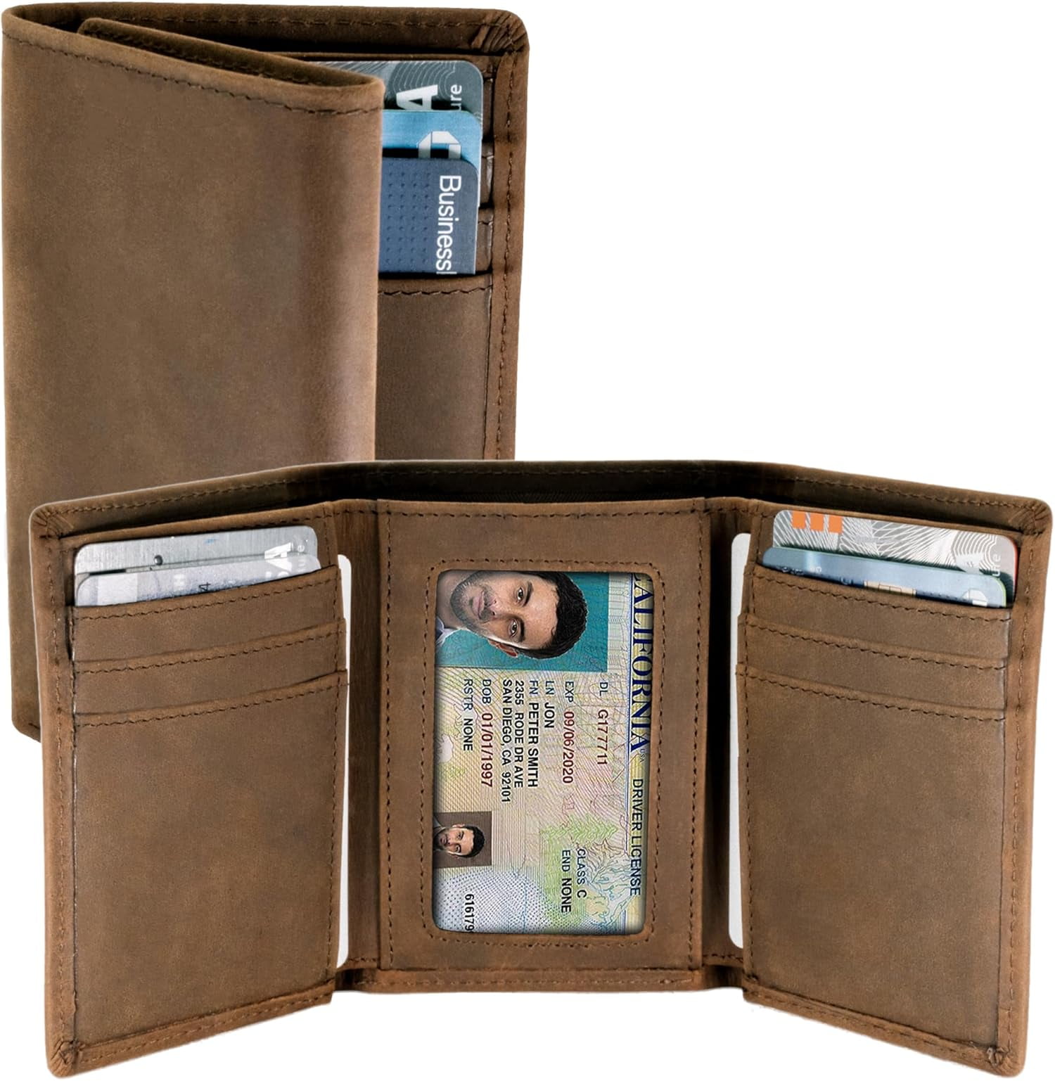 Grain Leather Trifold Wallet for Men | Stitching | Handcrafted ...
