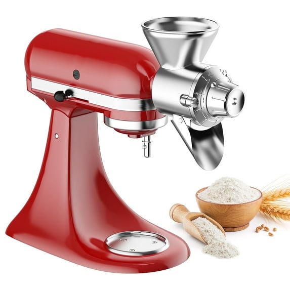 Gvode Grain Mill Attachment, 9 Grind Levels, All-Metal, Fits KitchenAid ...