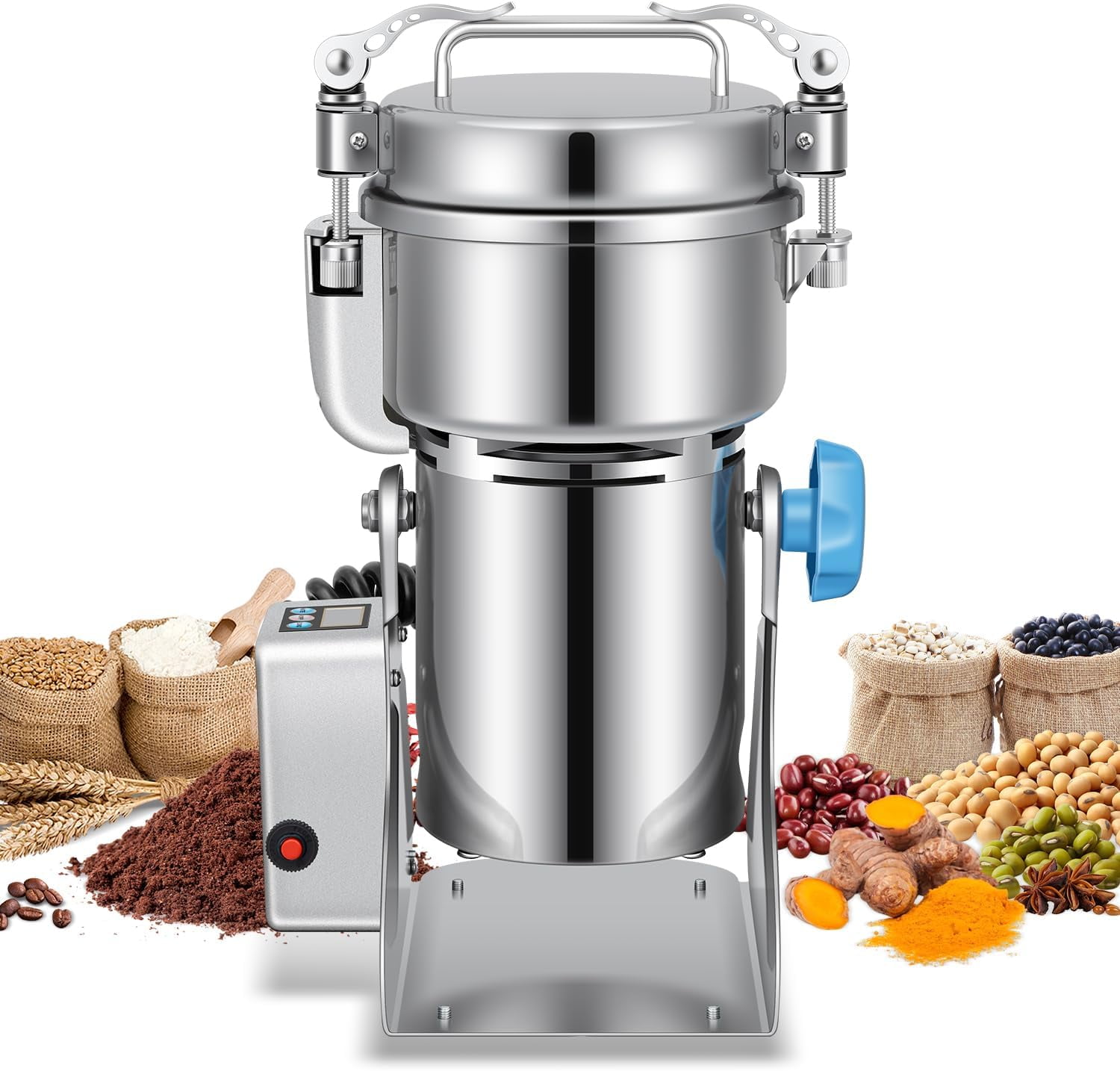 Grain Mill Grinder, 500g Commercial Spice Grinder Electric 1500W ...