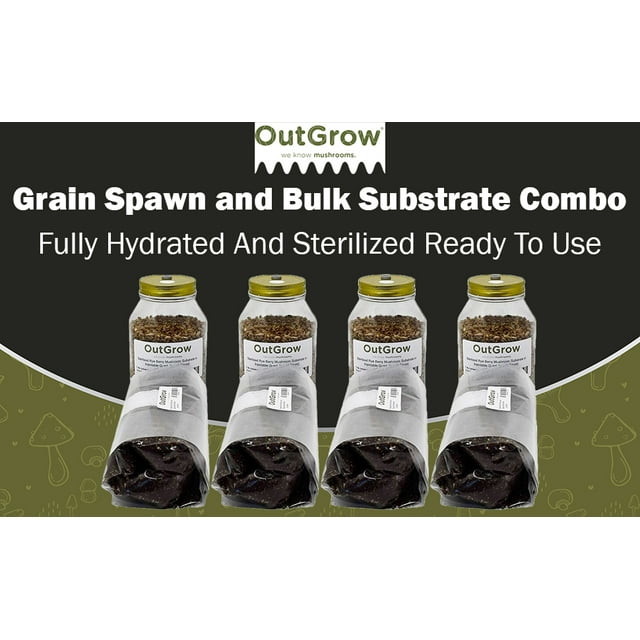 Grain Spawn Jars and Manure Substrate Combo | 4 Sterilized Rye Jars & 4 ...