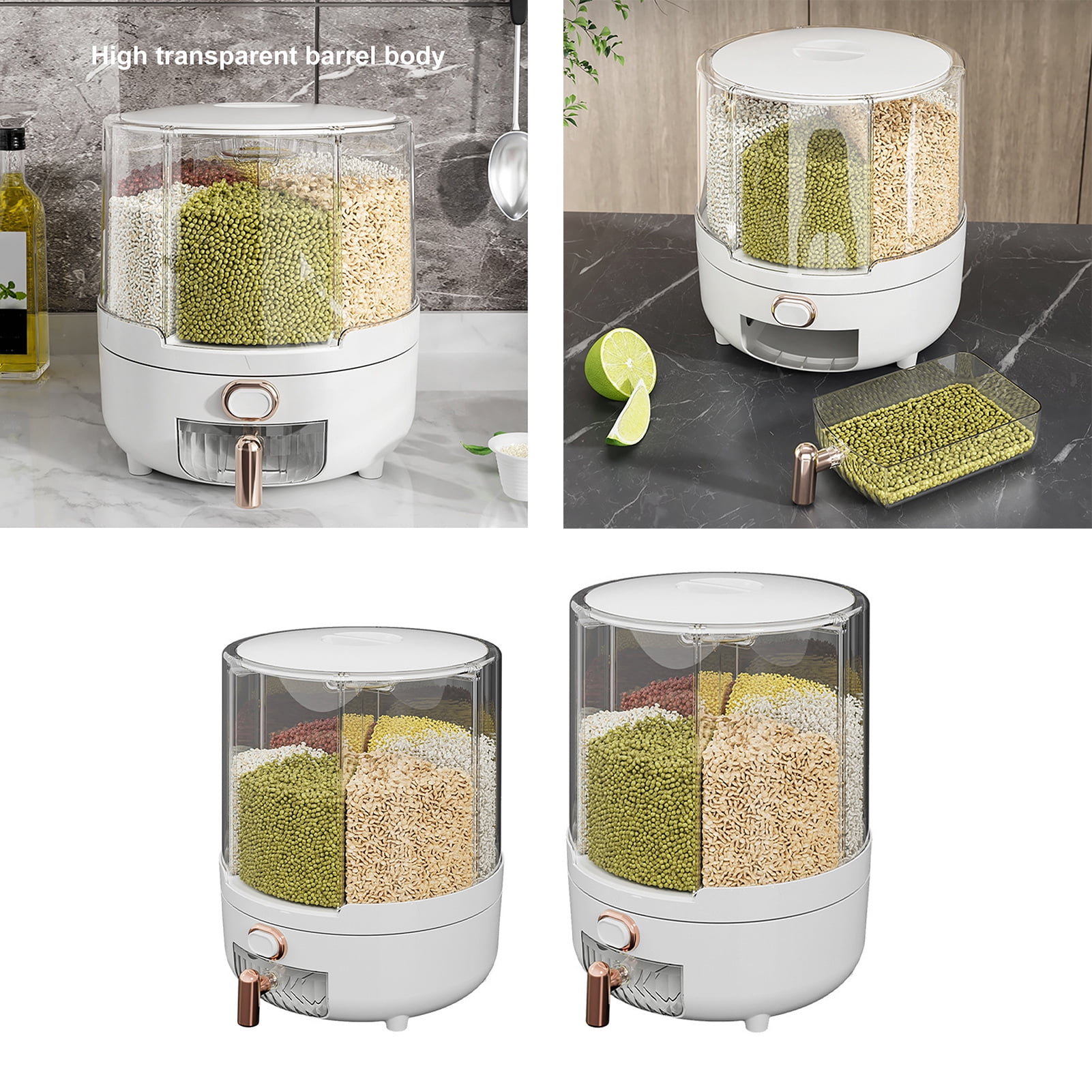 Grain Storage Box 360 Degree Rotation Removable Top Cover Silicone ...