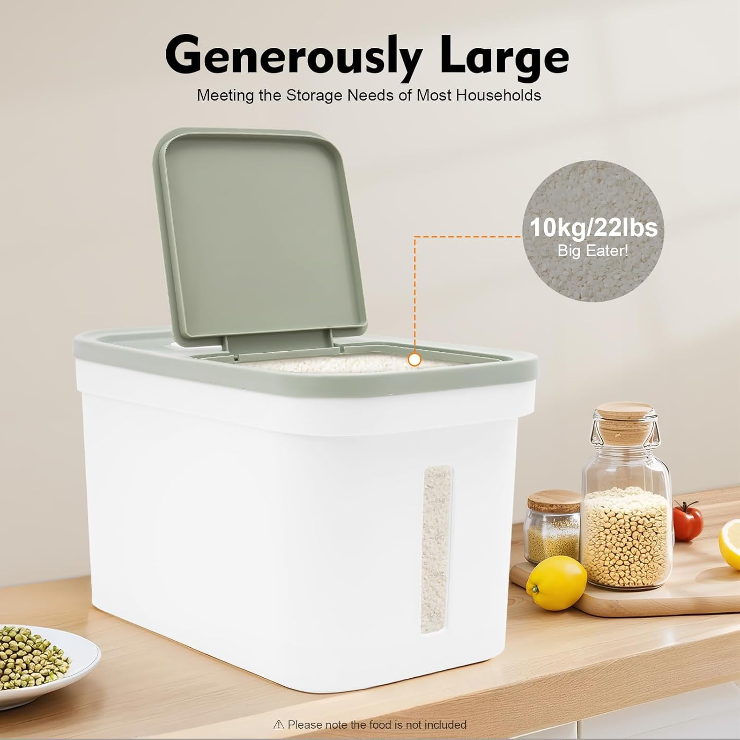 Grain Storage Bucket With Rice Cup, Multi Functional Grain Storage For ...