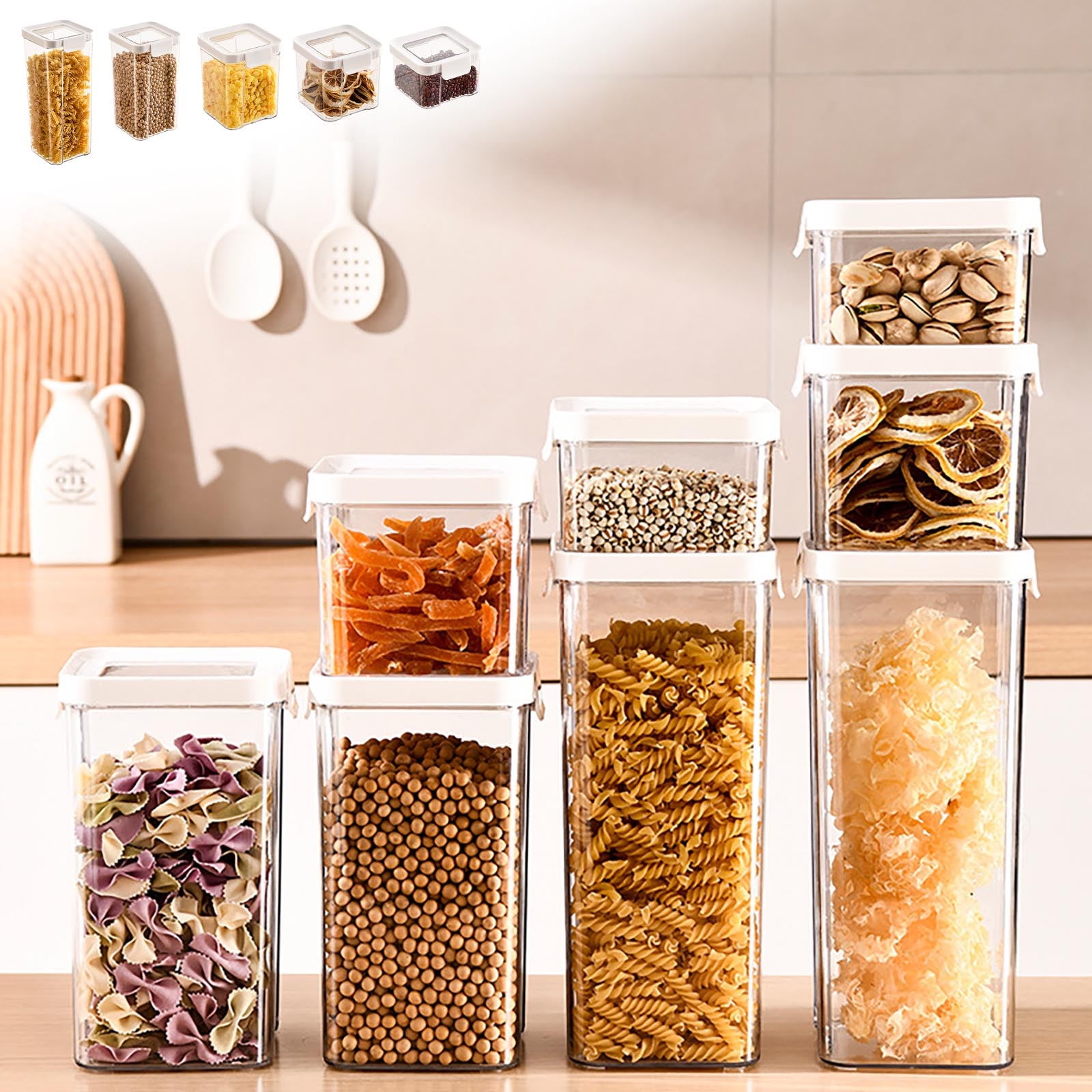 Grain Storage Cans, Transparent Plastic Food Grade, Stackable Design ...