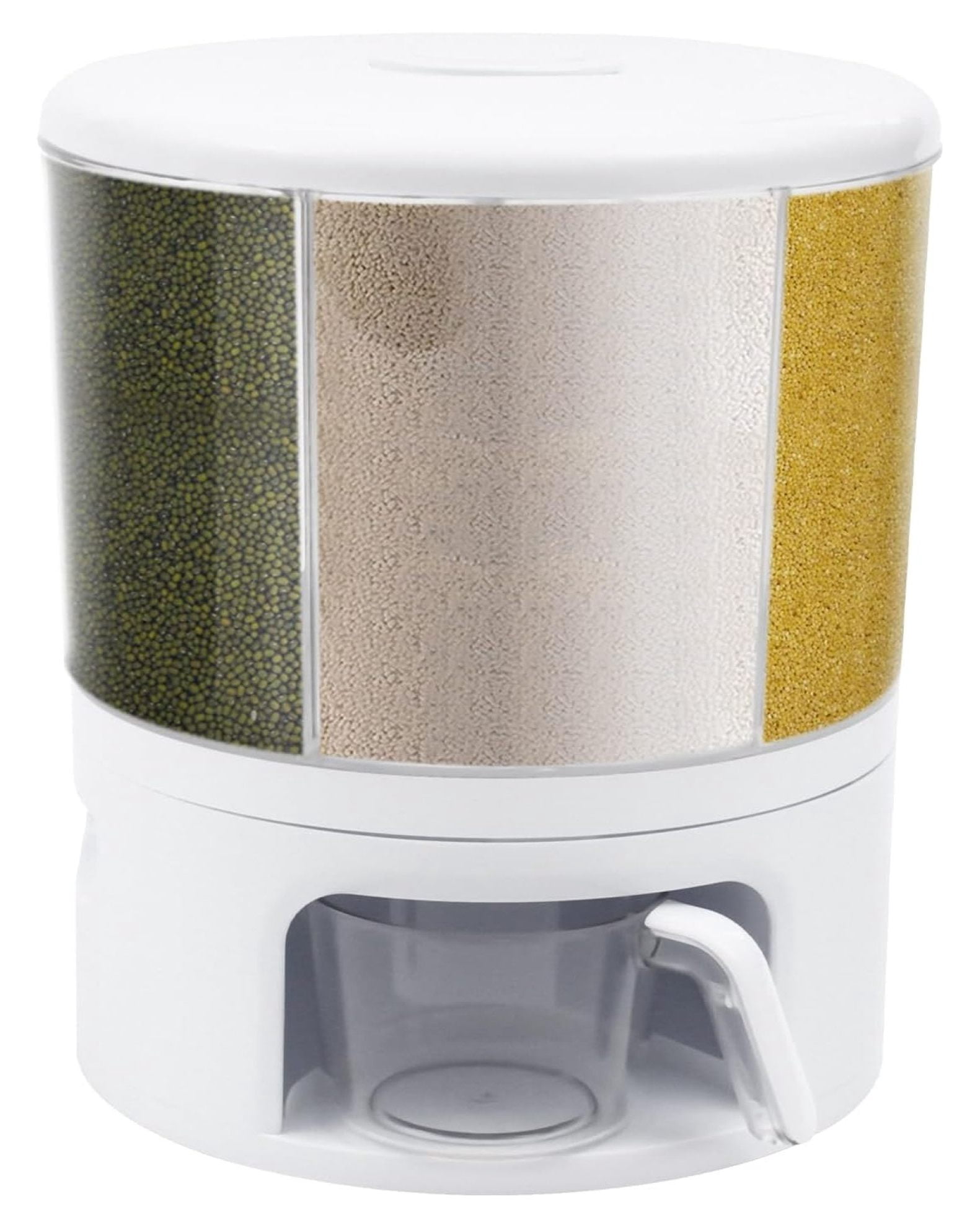 Grain Storage Container Dispenser, 6 Grids rice dispenser rotating, 360 ...